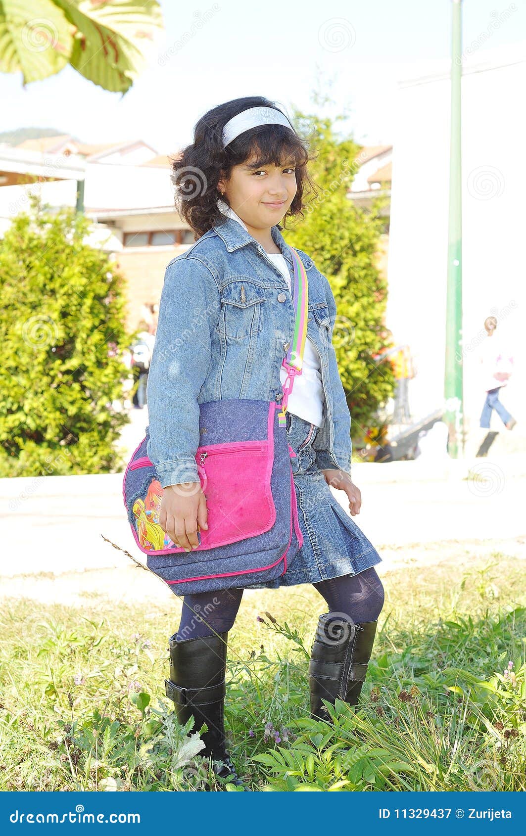 Happy Children in Front of the School Stock Image - Image of hispanic ...