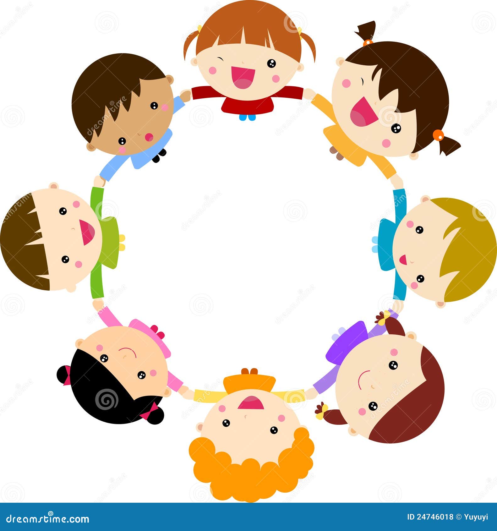 Happy Children Hand in Hand Around Stock Vector - Illustration of ...