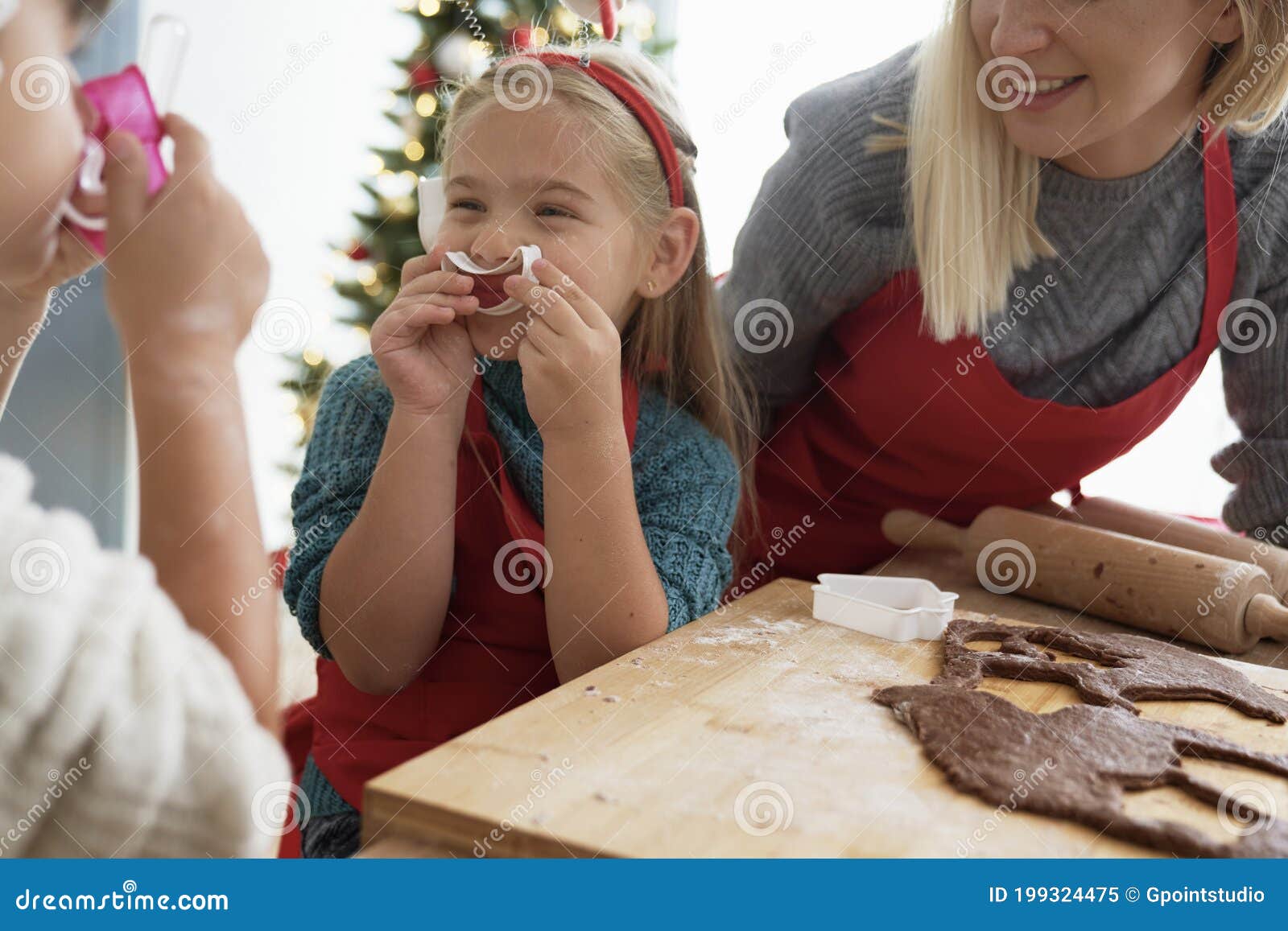 Children Having Fun with Cookie Cutter Stock Image - Image of baking ...