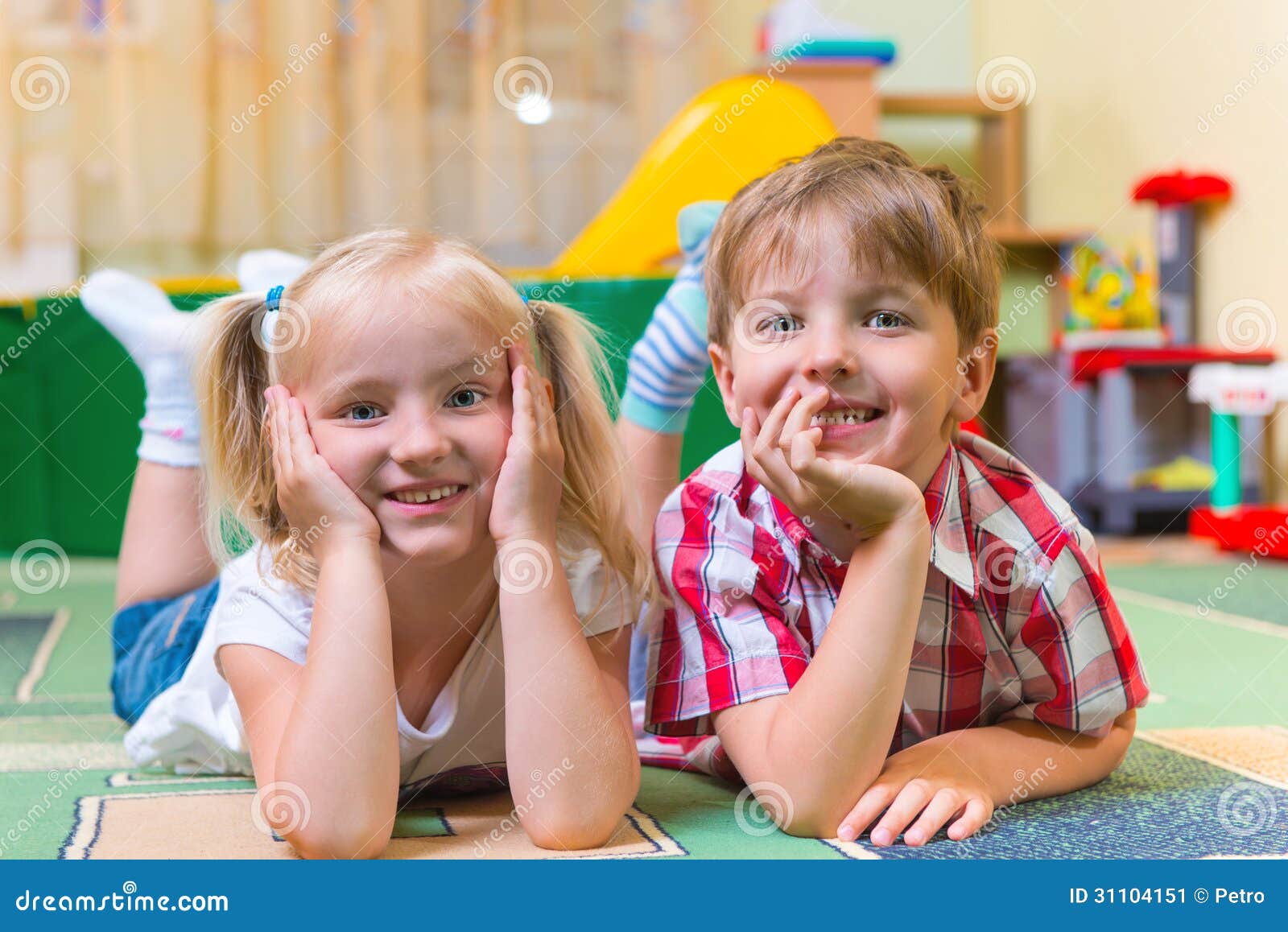 Happy Children Having Fun at Home Stock Image - Image of girl ...