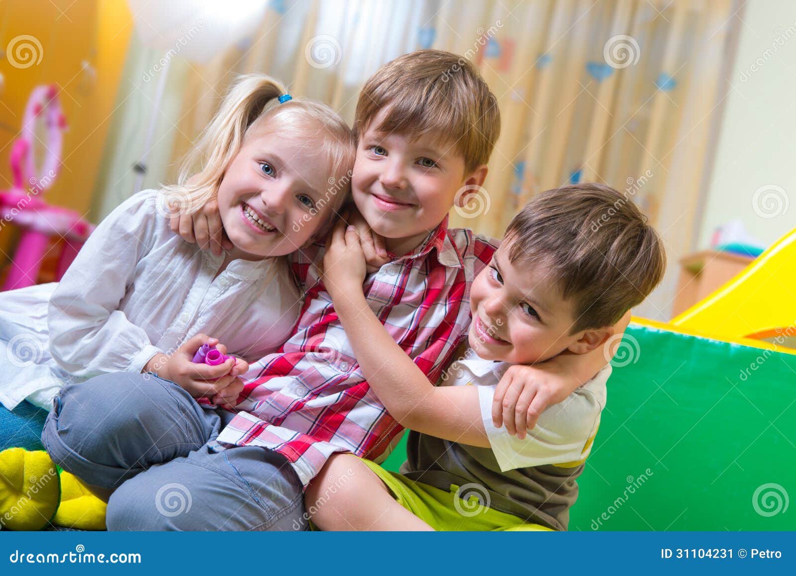Happy Children Having Fun at Home Stock Image - Image of casual, home ...