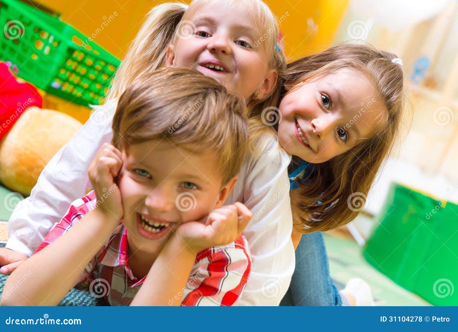 Happy Children Having Fun at Home Stock Photo - Image of caucasian ...