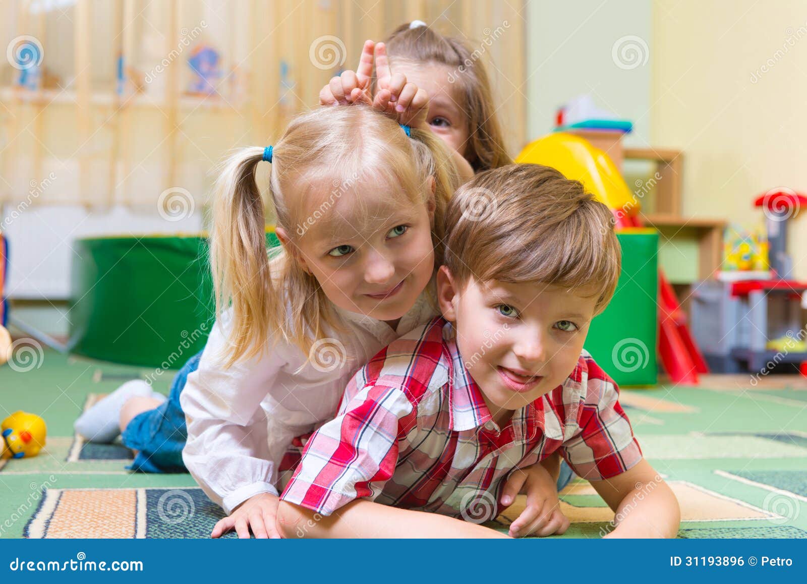 Happy Children Having Fun at Home Stock Photo - Image of home, embrace ...