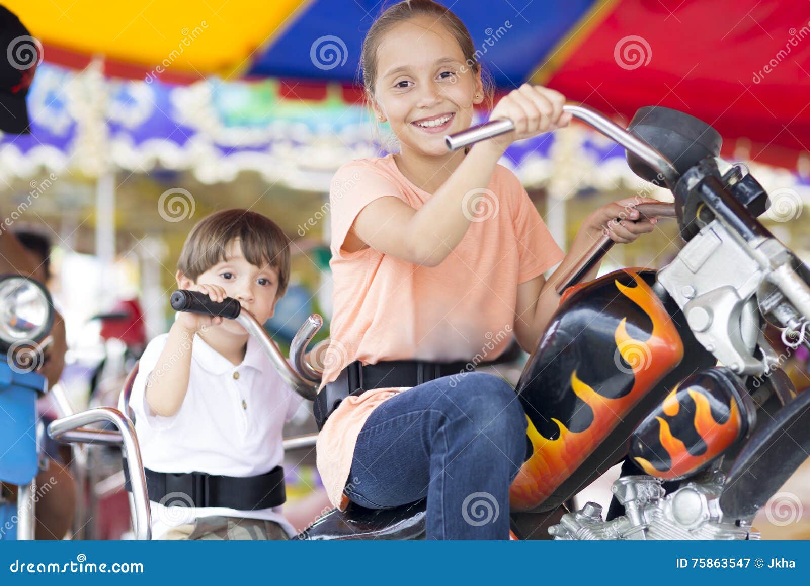 Happy Children Having Fun Riding Stock Image - Image of indian ...