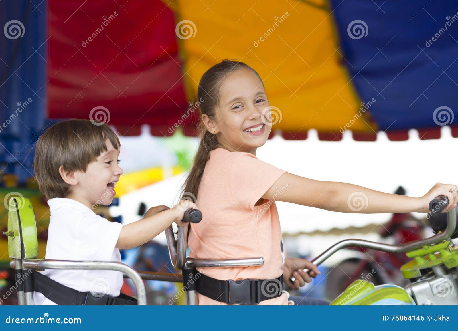 Happy Children Having Fun Riding Stock Photo - Image of person ...