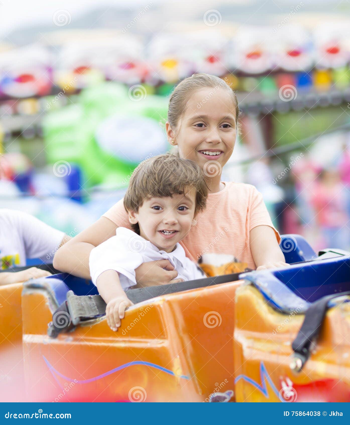 Happy Children Having Fun Riding Stock Photo - Image of enjoy, children ...