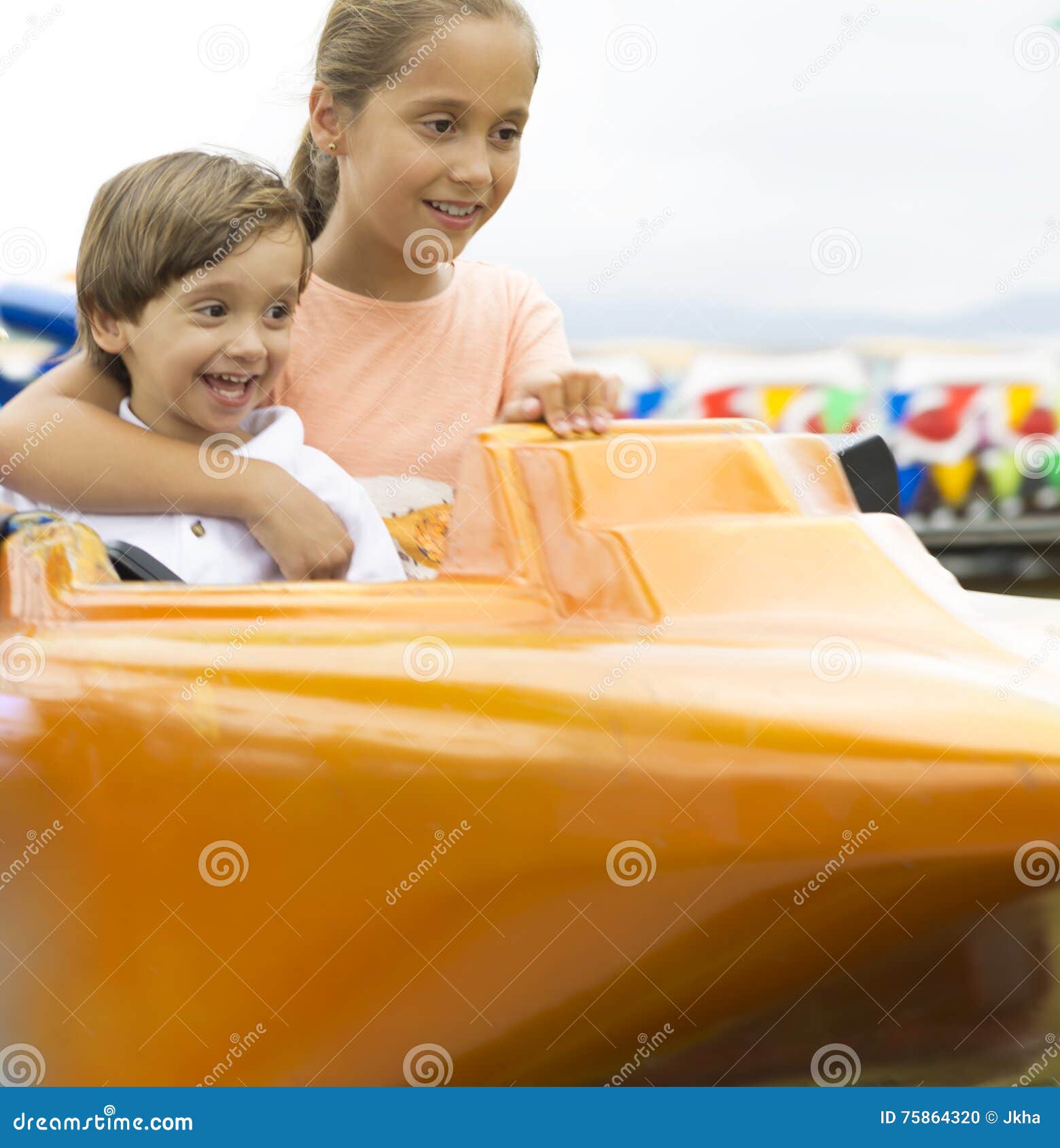 Happy Children Having Fun Riding Stock Photo - Image of brother, learn ...