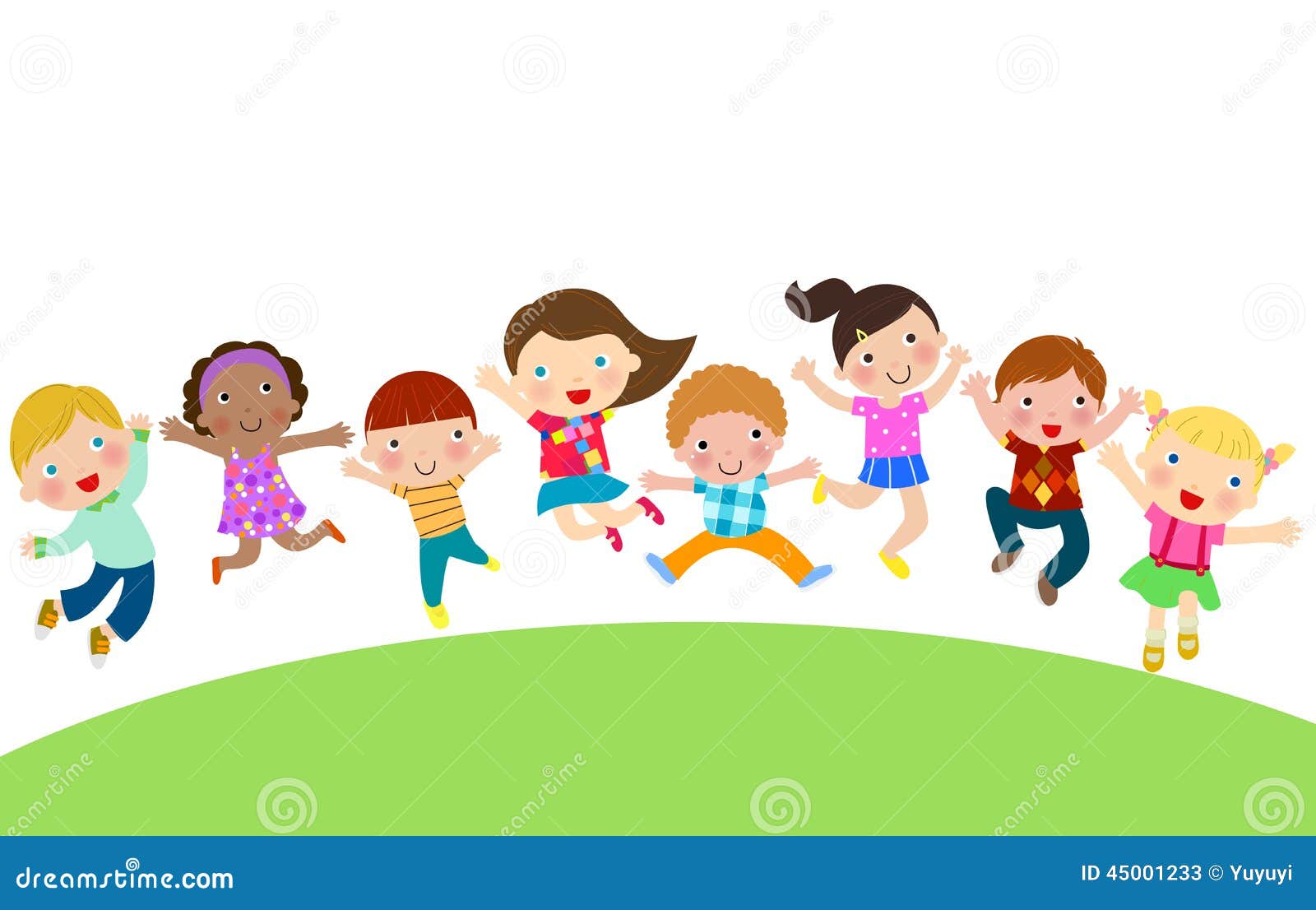 Happy Children Jumping in the Air Stock Vector - Illustration of girl ...