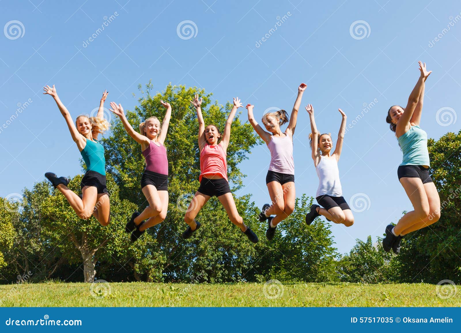 Happy children jumping stock image. Image of enjoyment - 57517035