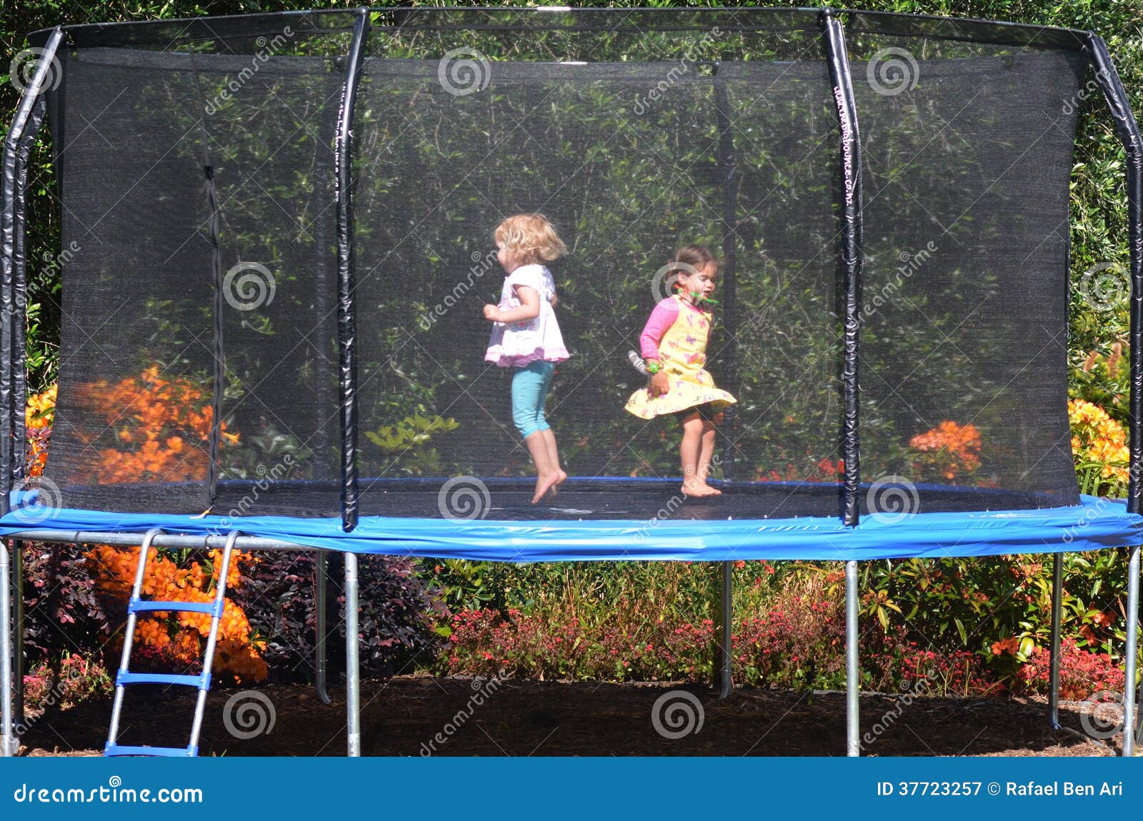 Happy Children Jumping on Trampoline Stock Image - Image of lifestyle ...