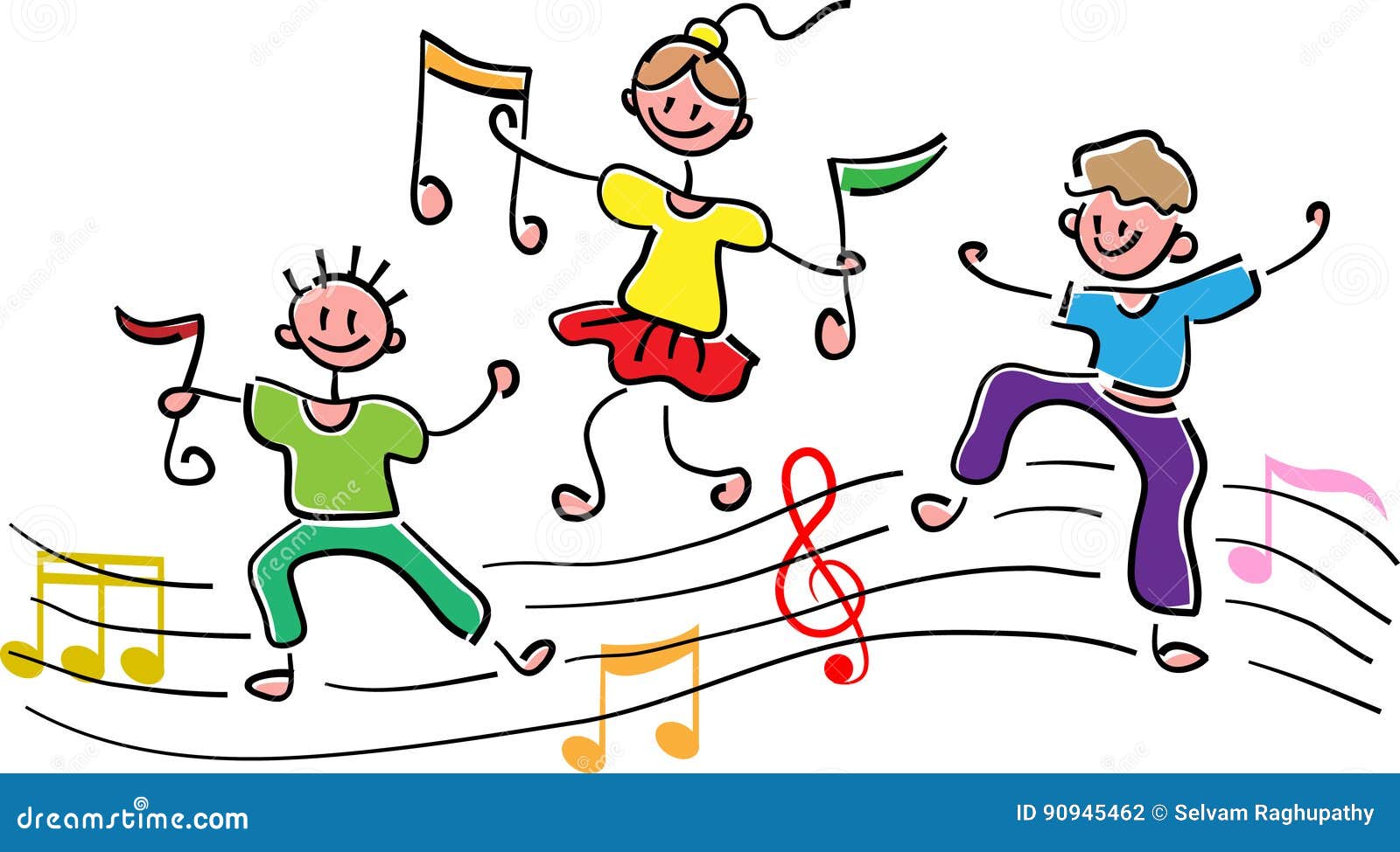 Happy Children with Musical Notes Stock Vector - Illustration of disco ...