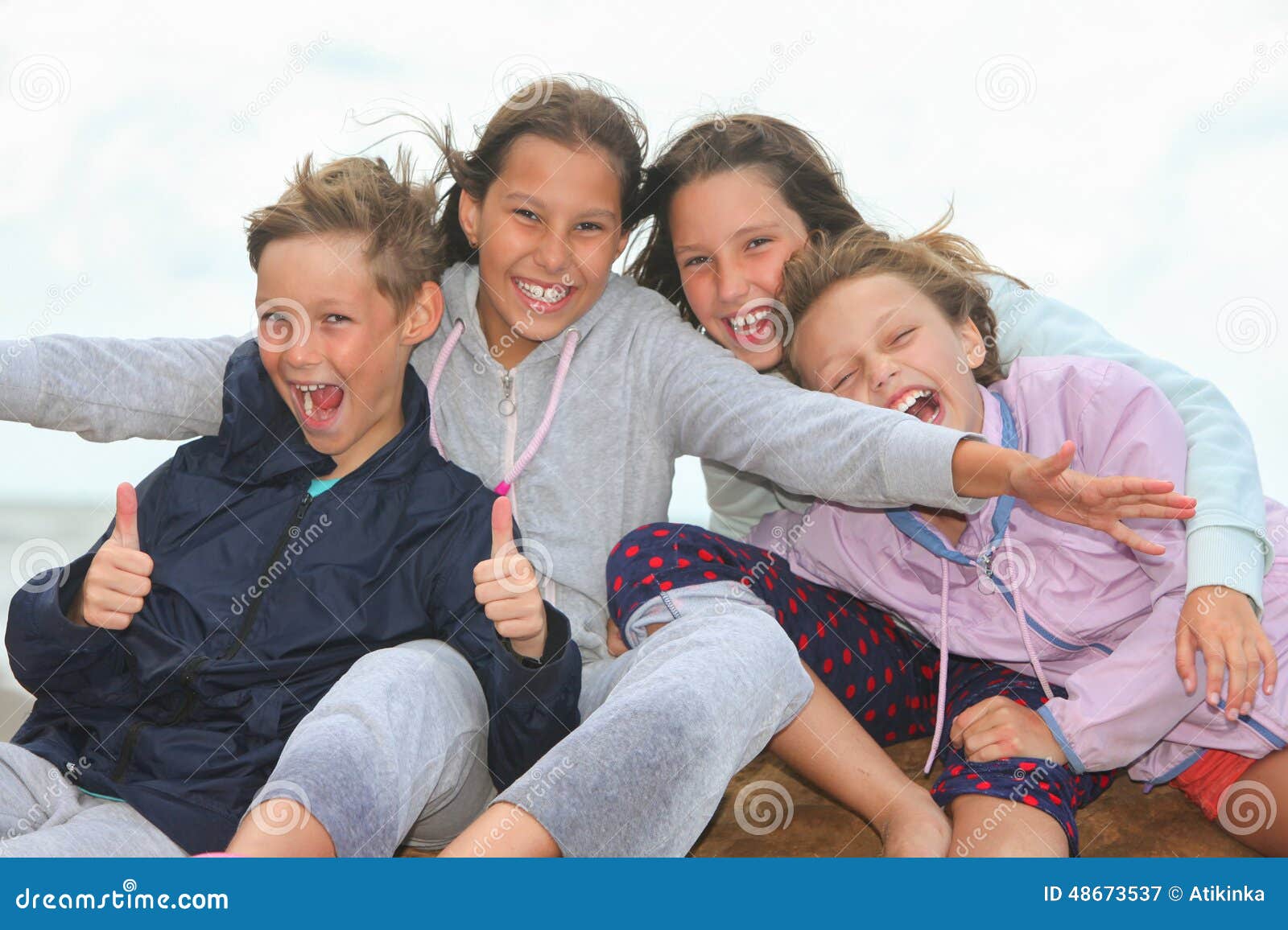 Happy children outdoors stock image. Image of multi, young - 48673537