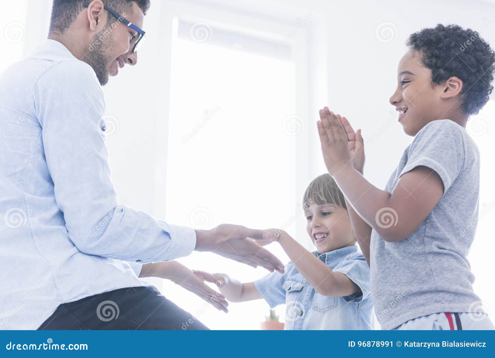 Happy Children Play Clapping Hands Stock Image - Image of ...