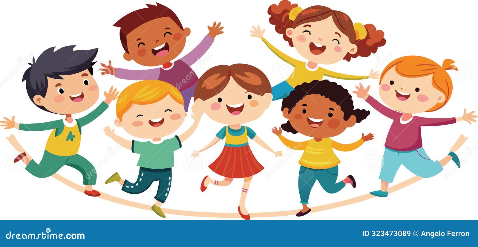 Happy Children Play and Jump- Stock Vector - Illustration of school ...