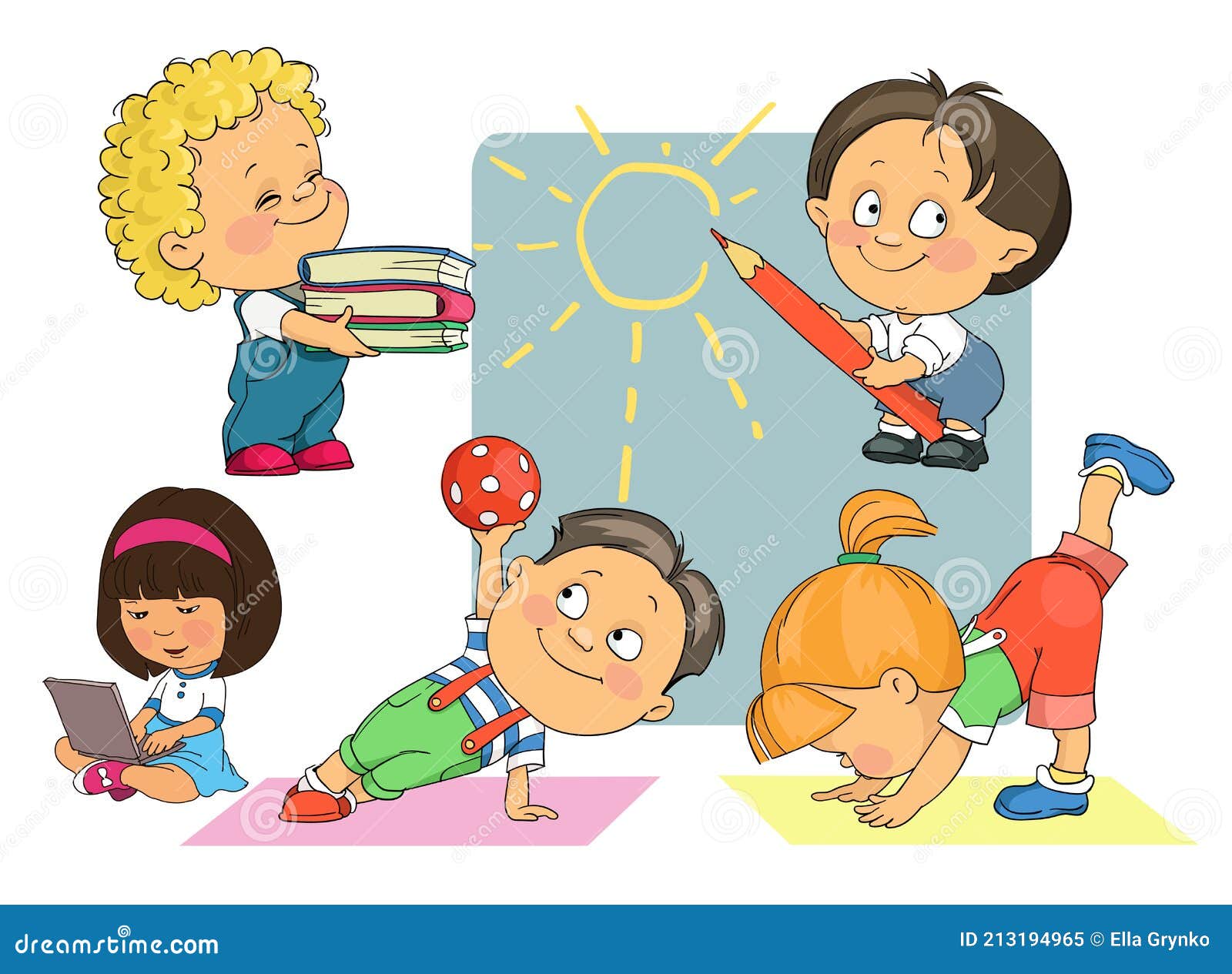 Happy Children Play and Learn Stock Vector - Illustration of lesson ...