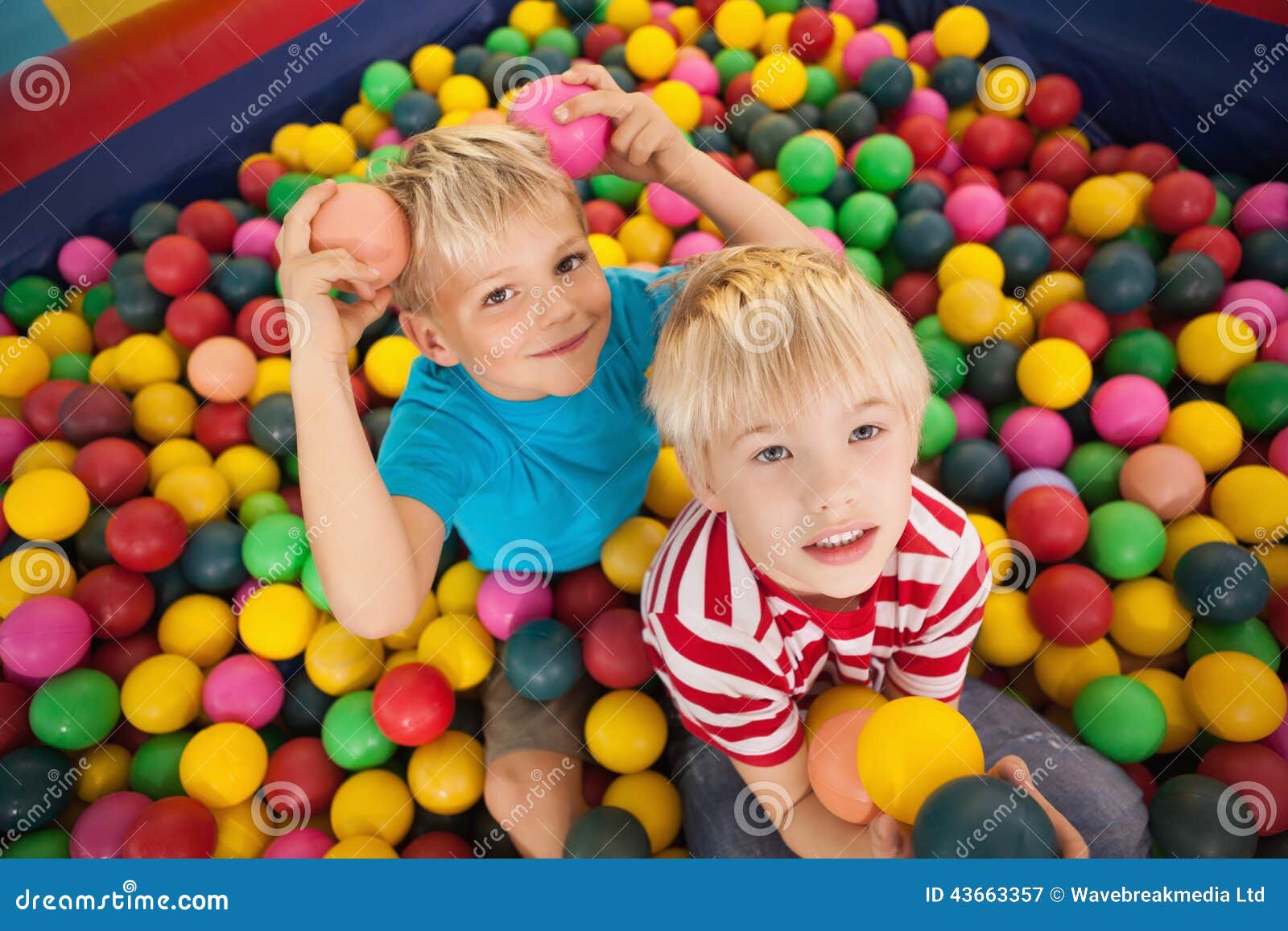 Happy Children Playing in Ball Pool Stock Image - Image of casual ...