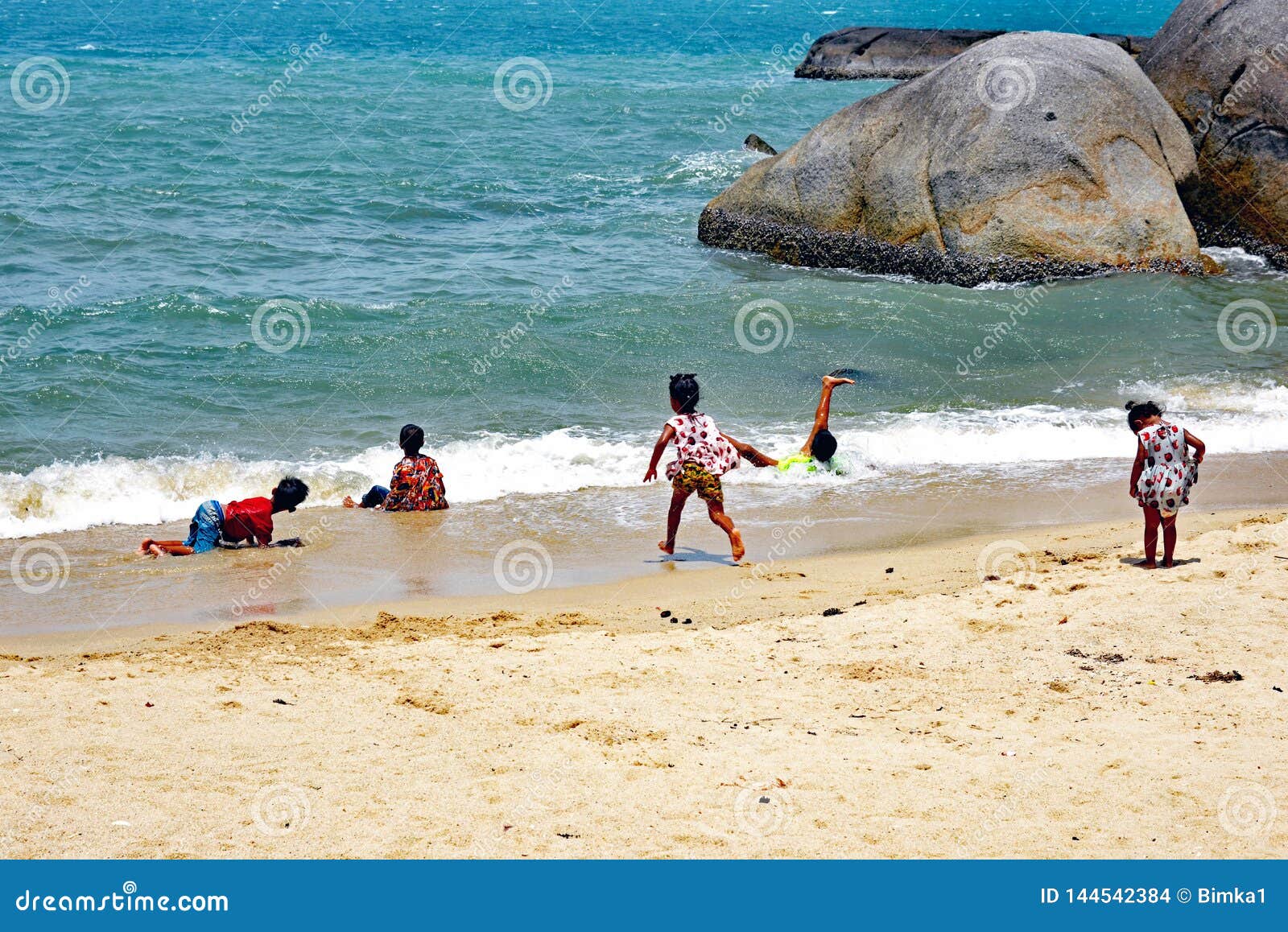 Happy Children Playing on the Beach, Thailand Editorial Stock Image ...