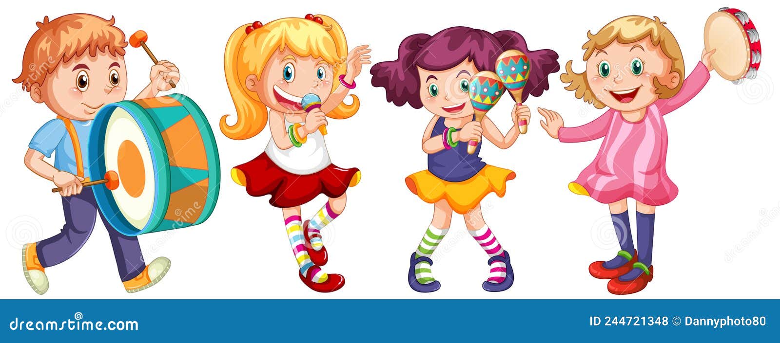 Happy Children Playing Different Instruments Stock Vector ...