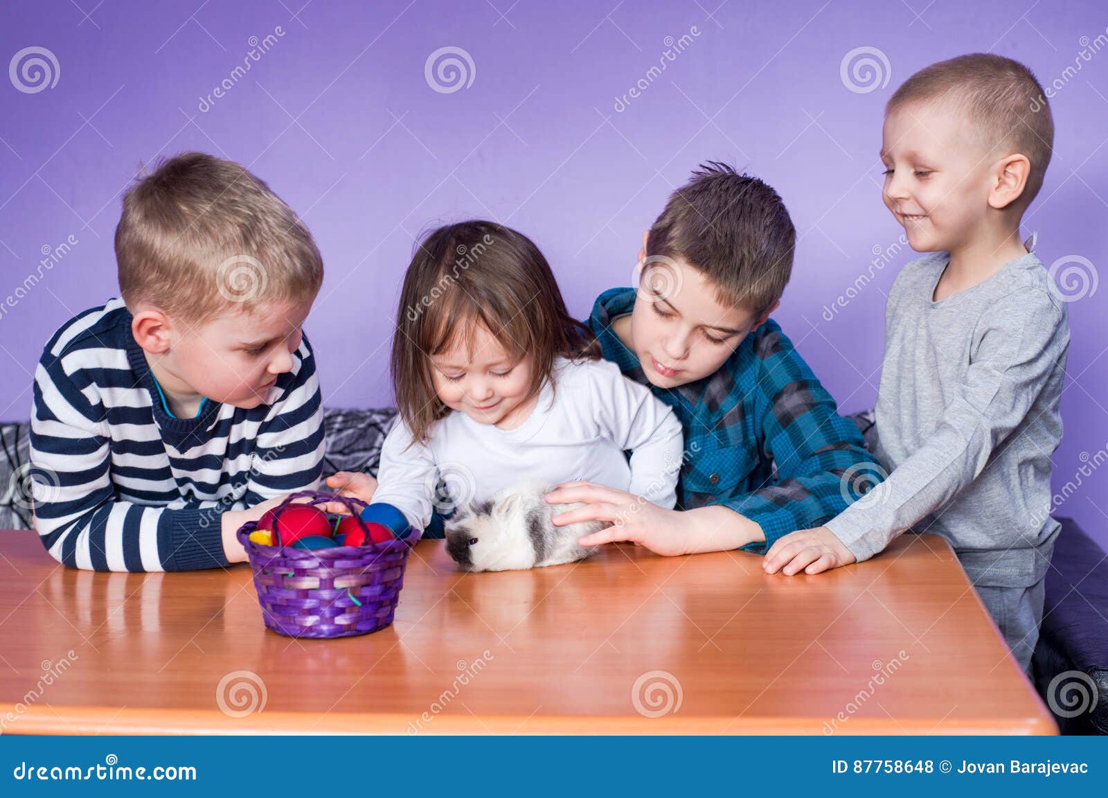 Happy Children Playing on Easter Stock Photo - Image of basket, friends ...