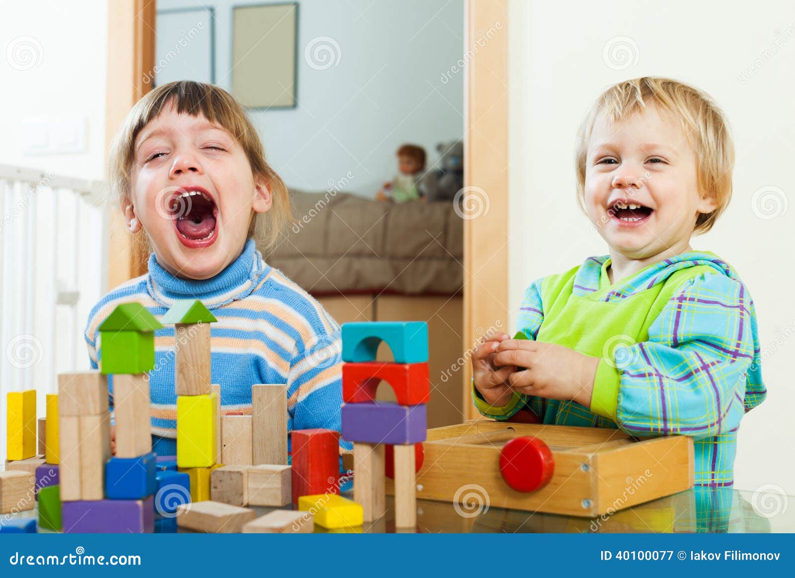 Happy Children Playing in Home Stock Image - Image of domestic ...