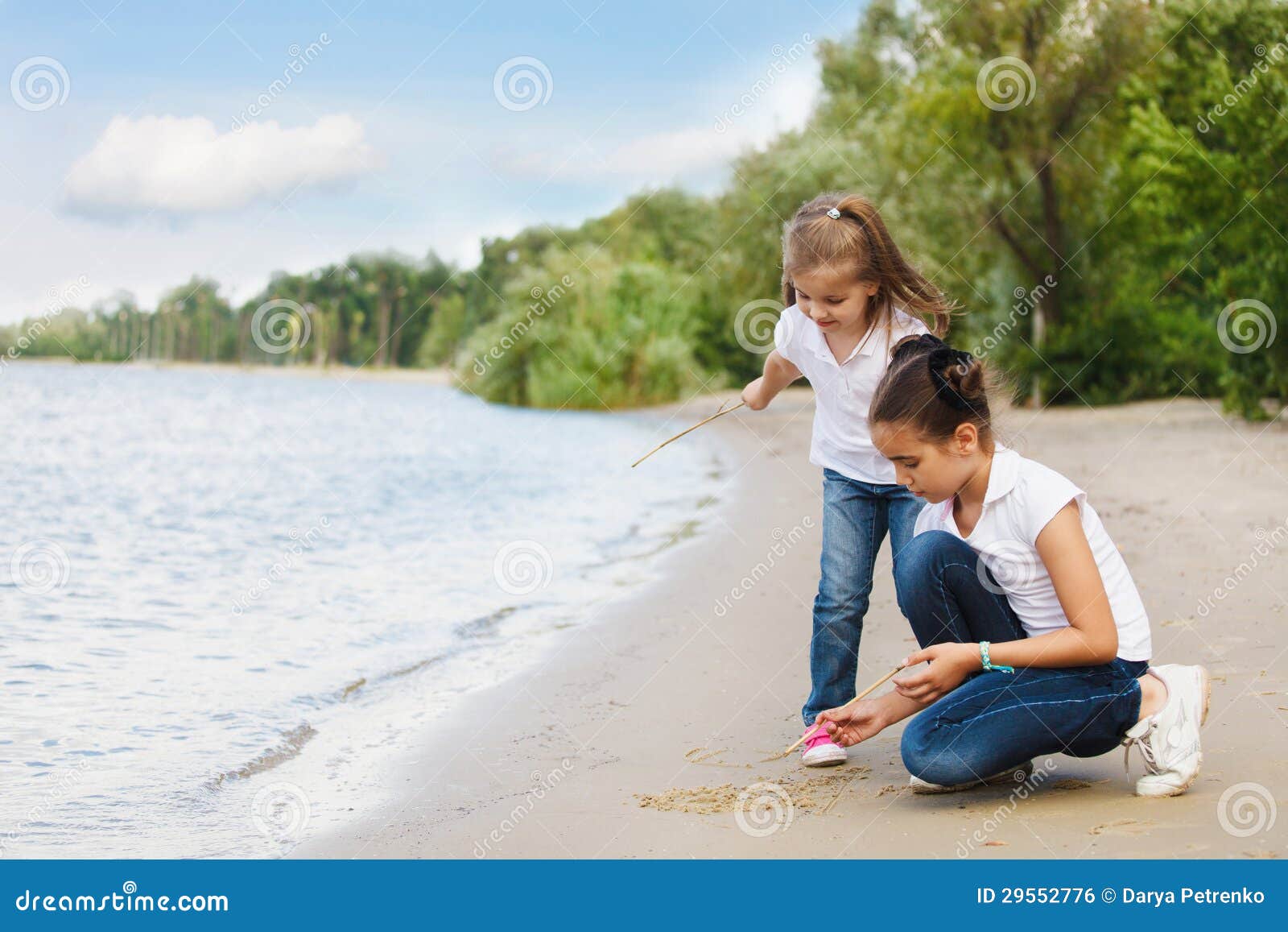 Happy Children Playing on the River Coast Stock Photo - Image of park ...
