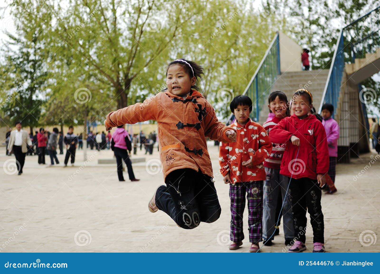 Happy Children Playing with Skipping Editorial Photo - Image of school ...