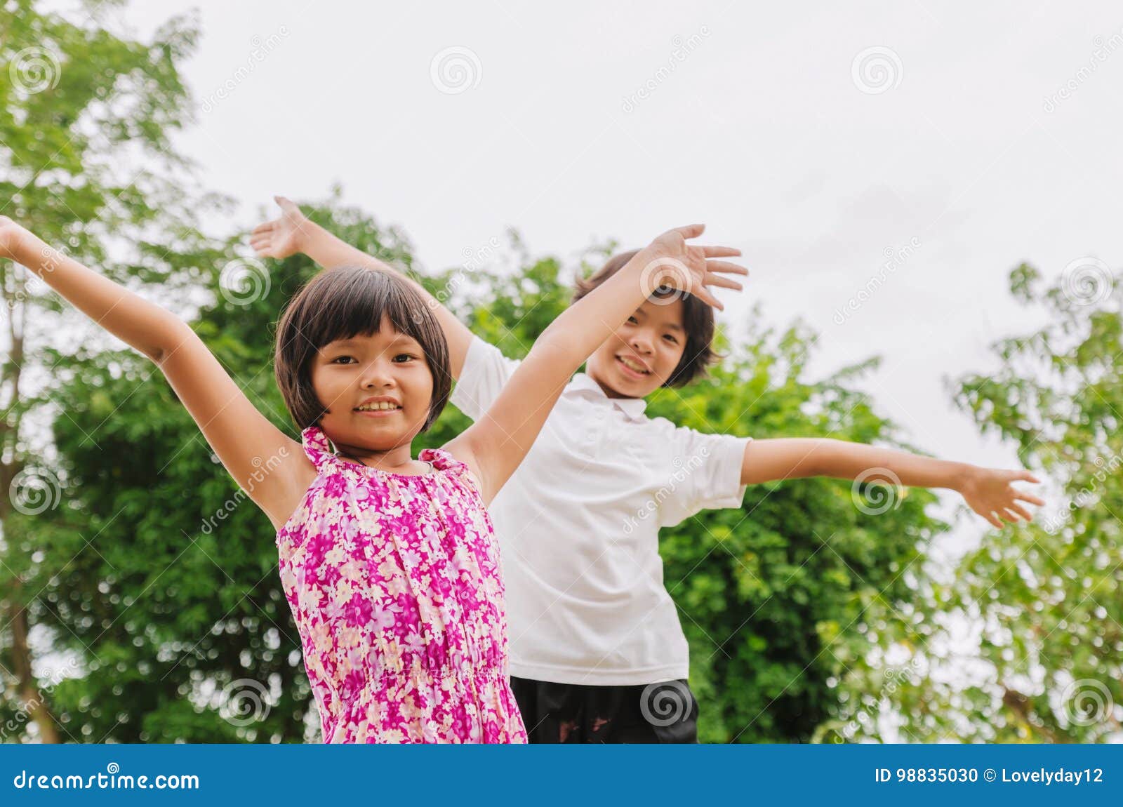 Happy Children Playing and Smile Stock Photo - Image of outdoors ...