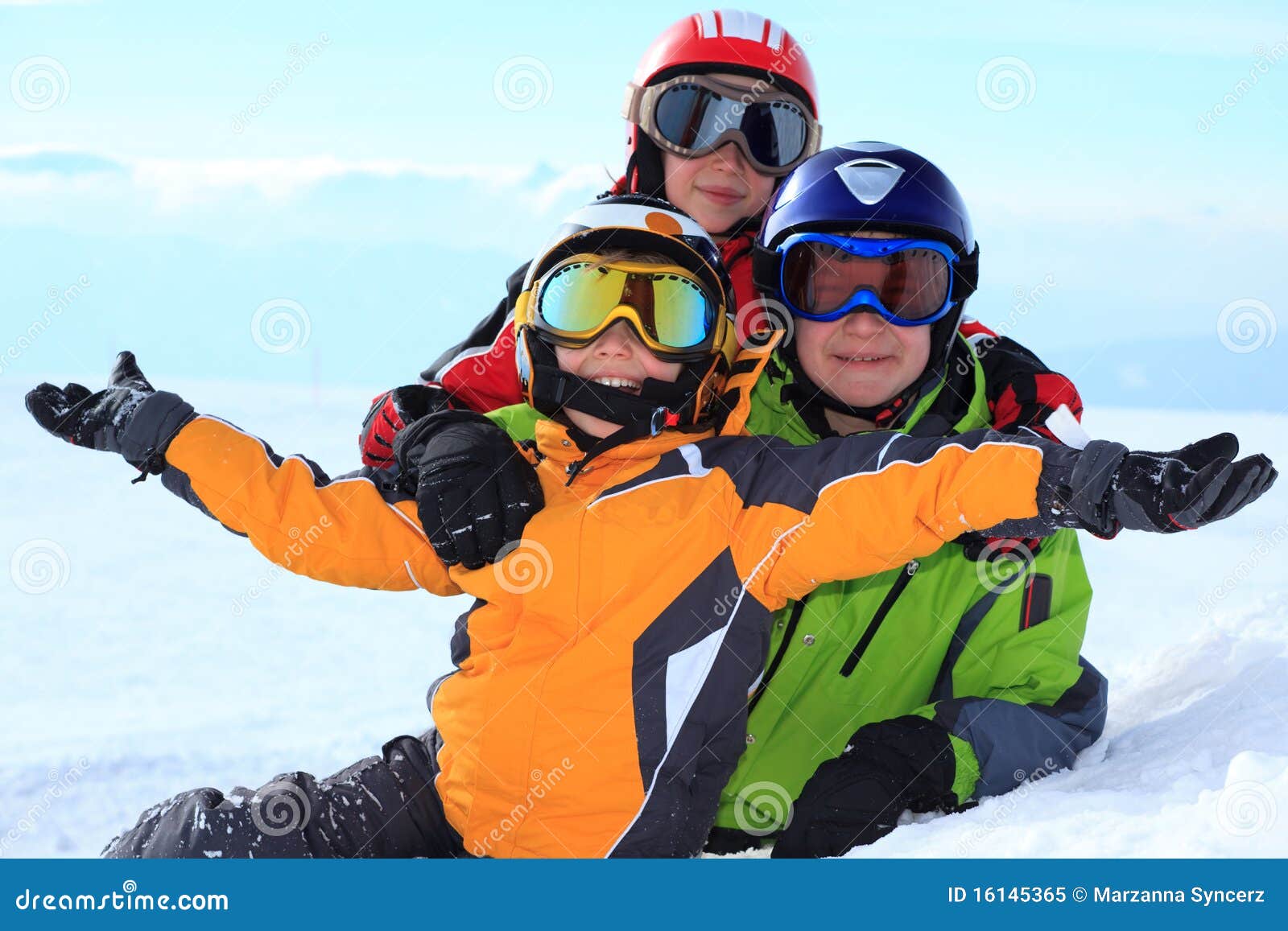 Happy Children Playing in Snow Stock Image - Image of children ...