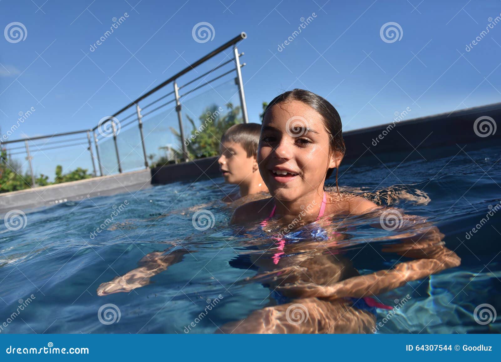 Happy Children Playing in Swimming Pool Stock Photo - Image of european ...