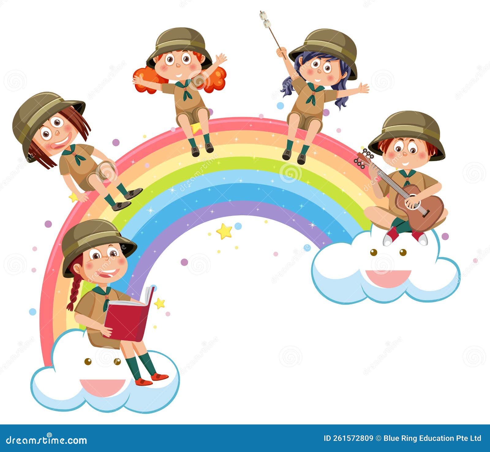 Happy Children with Rainbow Stock Vector - Illustration of drawing ...
