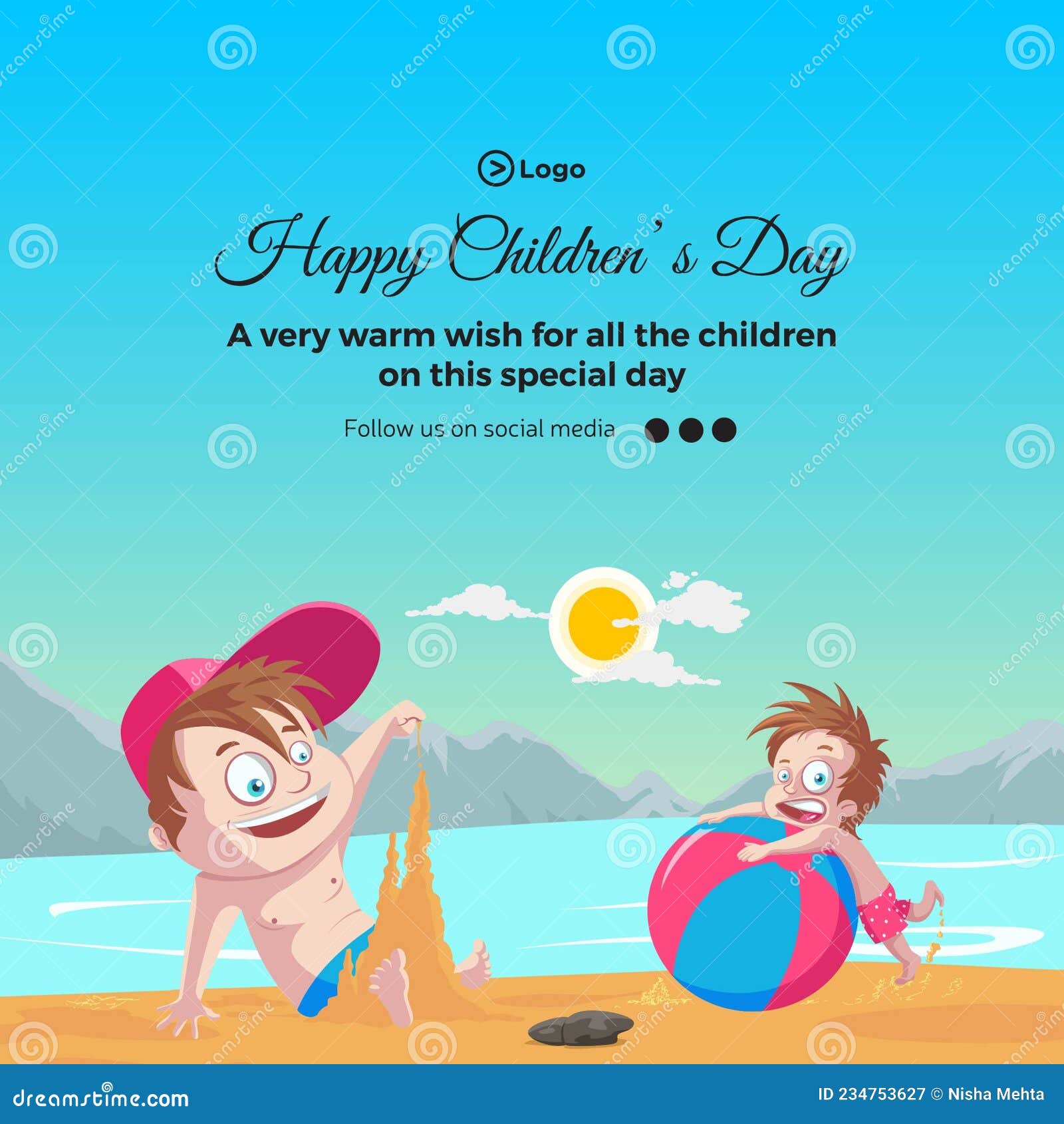 Happy Children`s Day Banner Design Stock Vector - Illustration of face ...