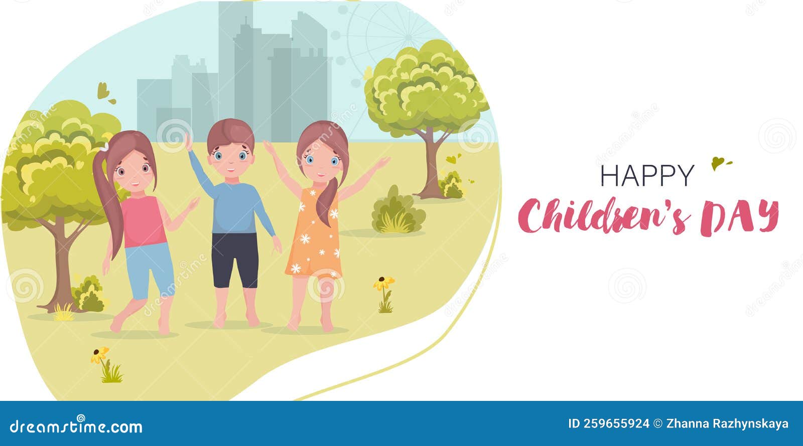 Happy Children S Day Concept. Vector Postcard or Banner Stock Vector ...
