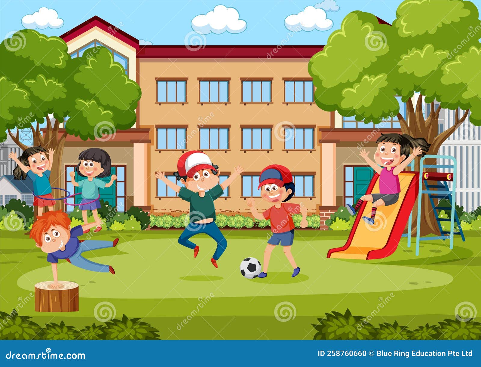 Happy children at school stock vector. Illustration of elementary ...
