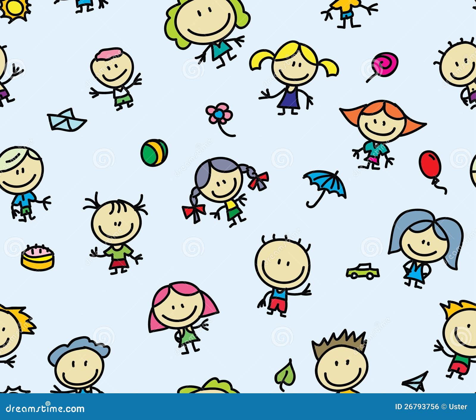 Happy Children Seamless Background Stock Vector - Illustration of happy ...