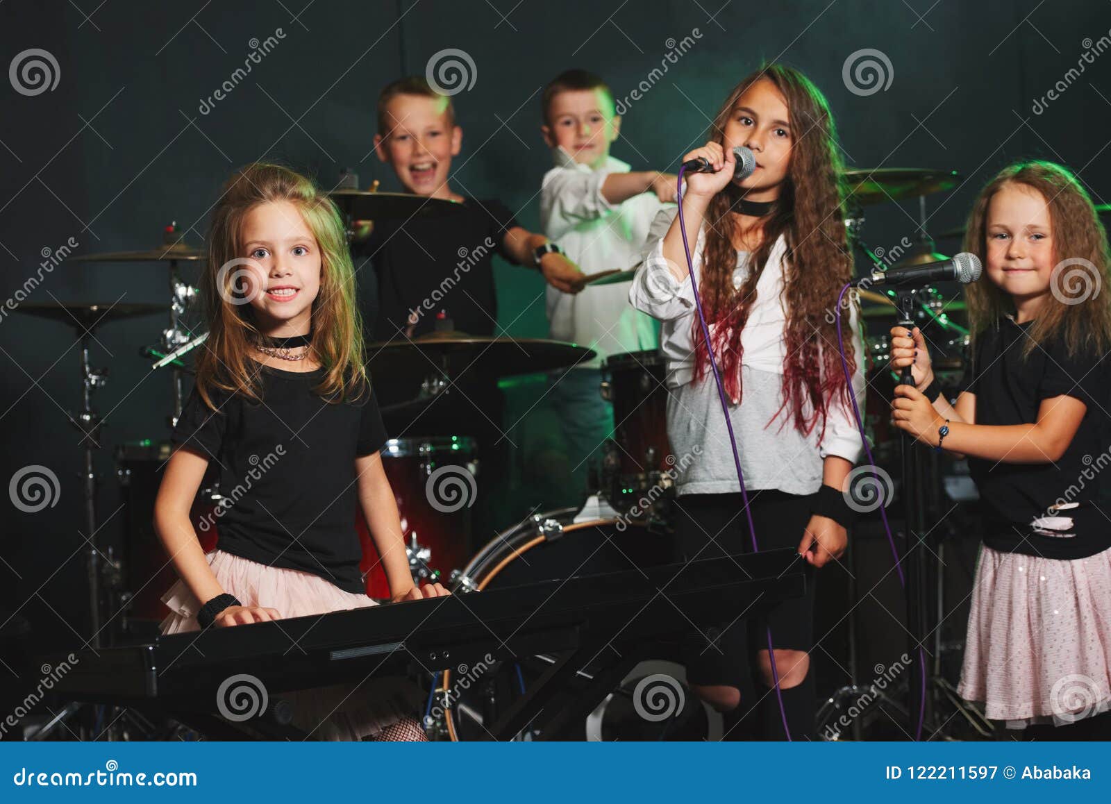 Happy Children Singing and Playing Music Stock Image - Image of ...