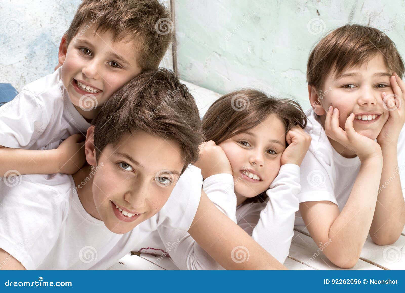 Happy children smiling. stock photo. Image of enjoy, friends - 92262056