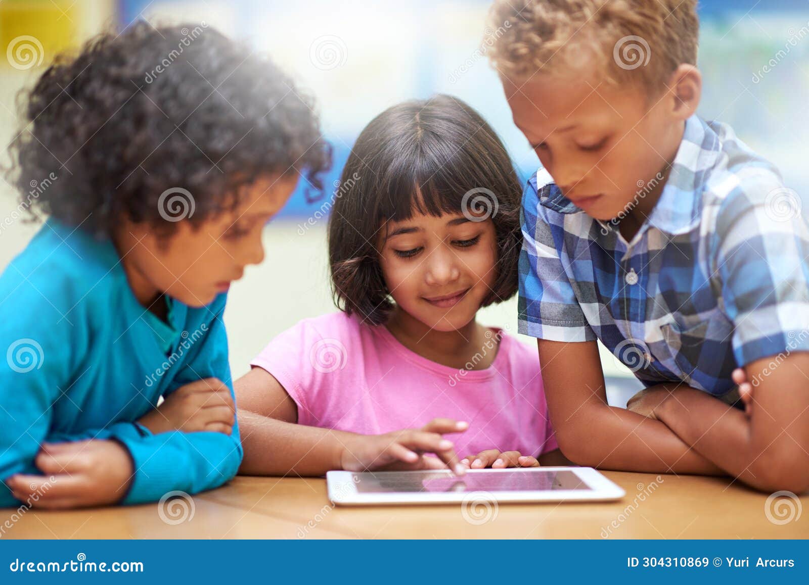 Happy Children, Tablet and Students in Classroom for Elearning ...