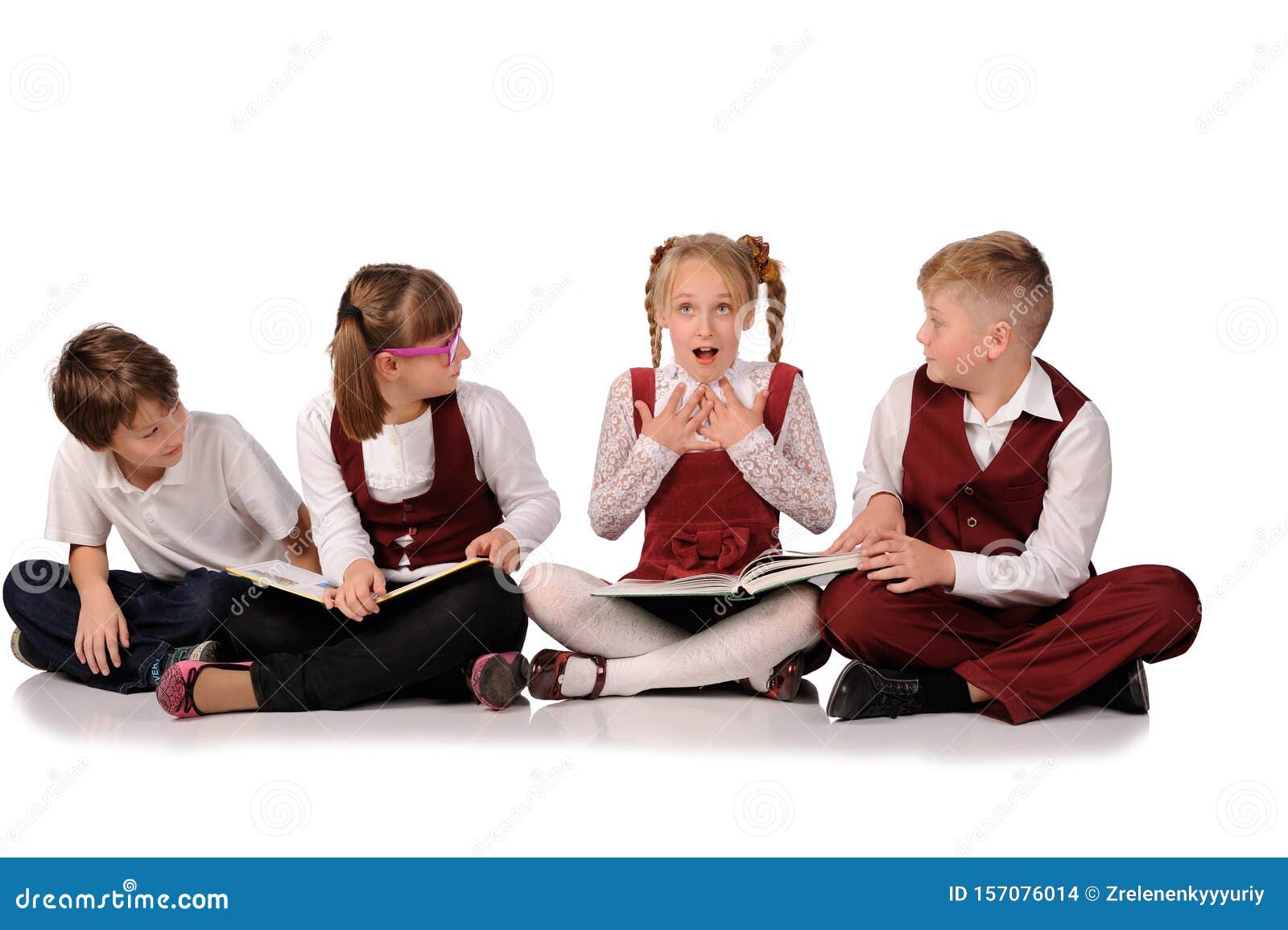 Happy Children Together White Background Stock Photo - Image of group ...