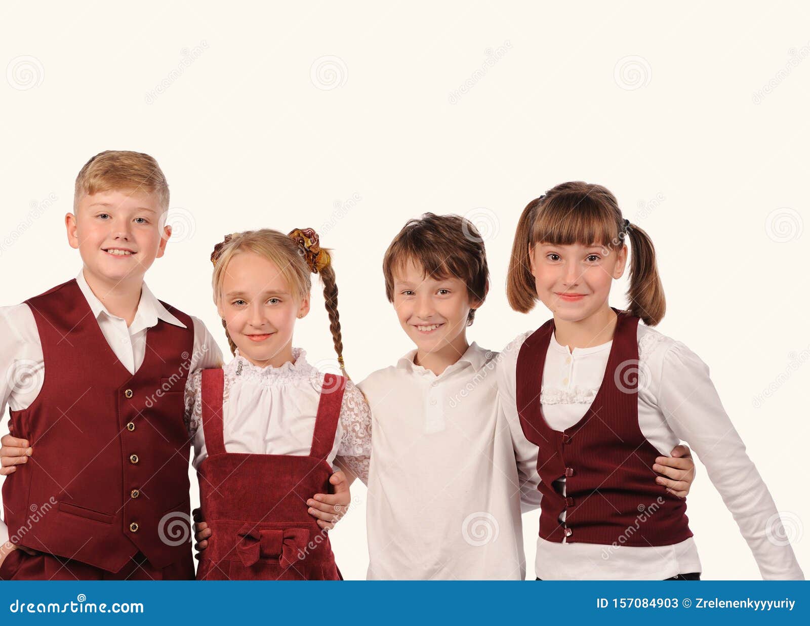Happy Children Together White Background Stock Image - Image of ...