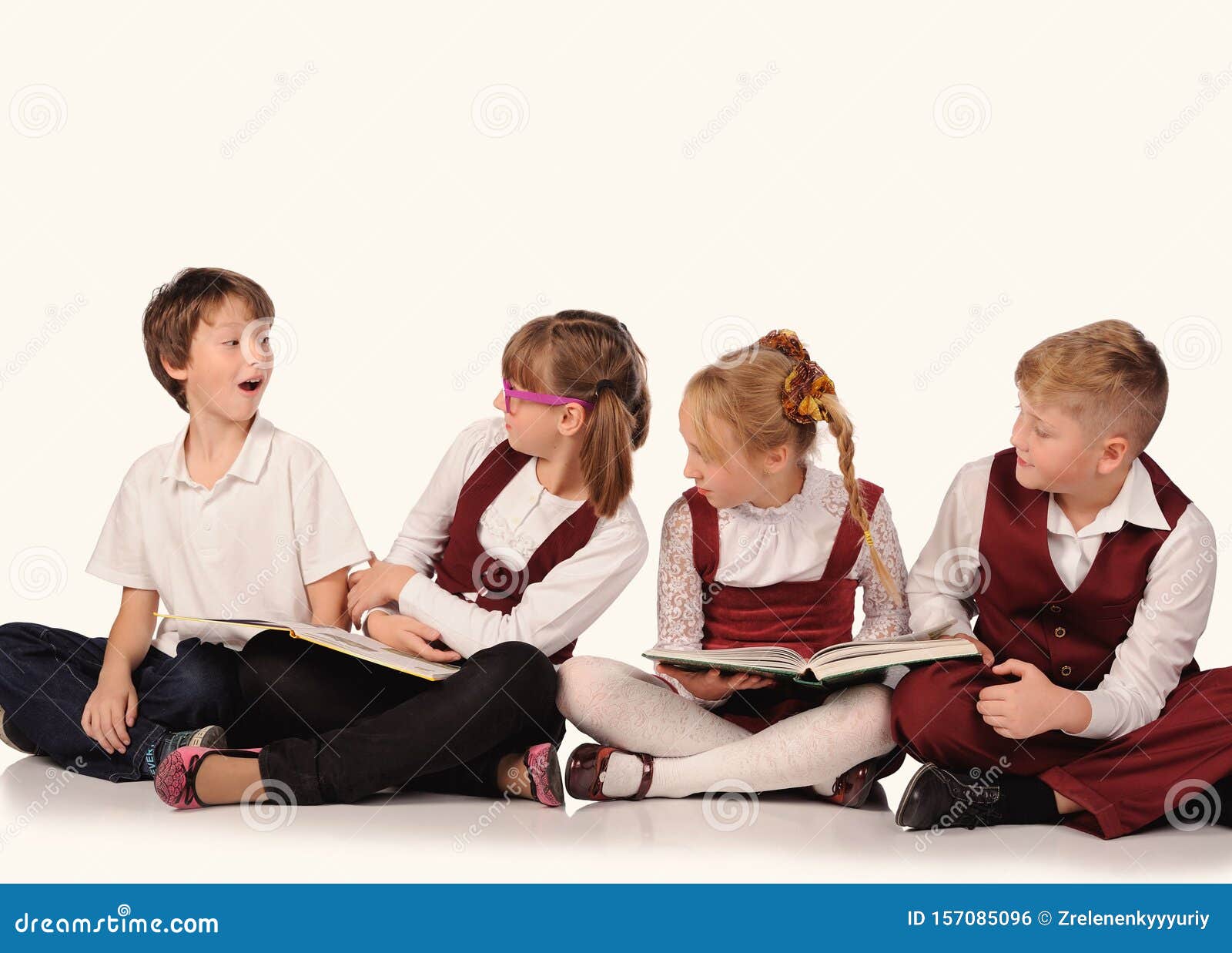 Happy Children Together White Background Stock Photo - Image of ...