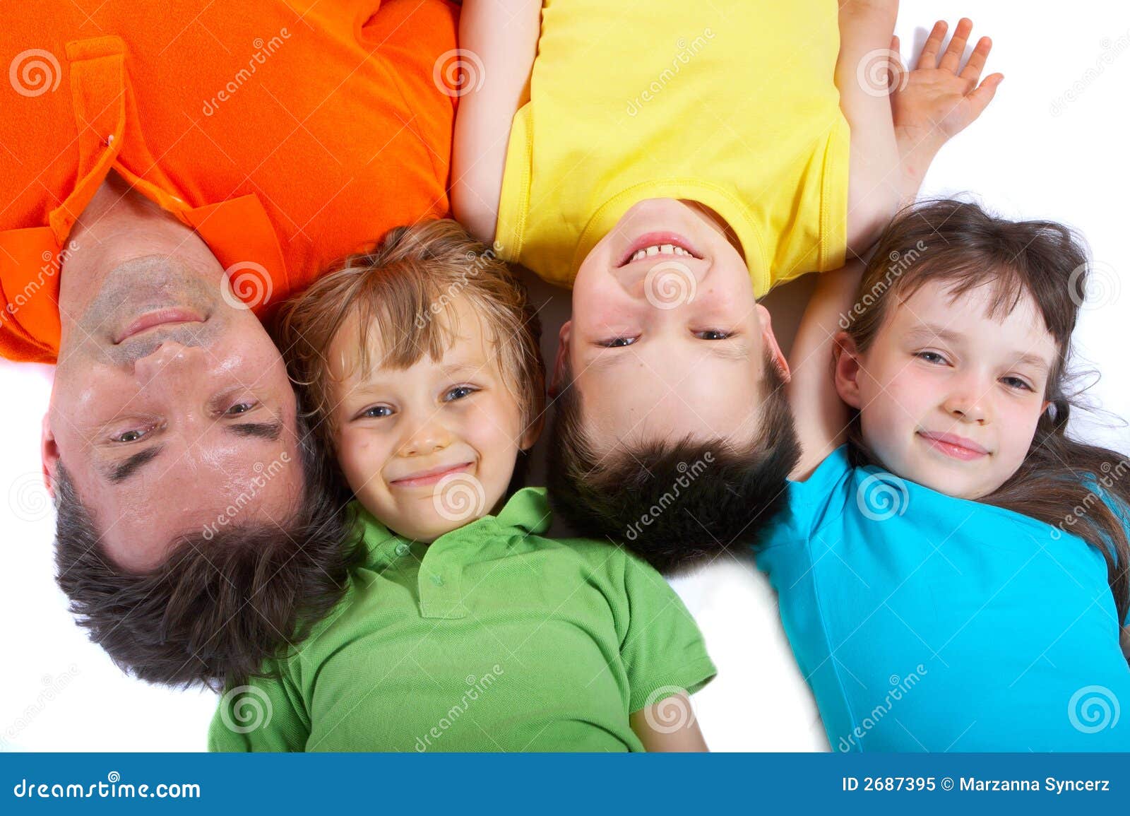Happy children with uncle stock image. Image of laying - 2687395