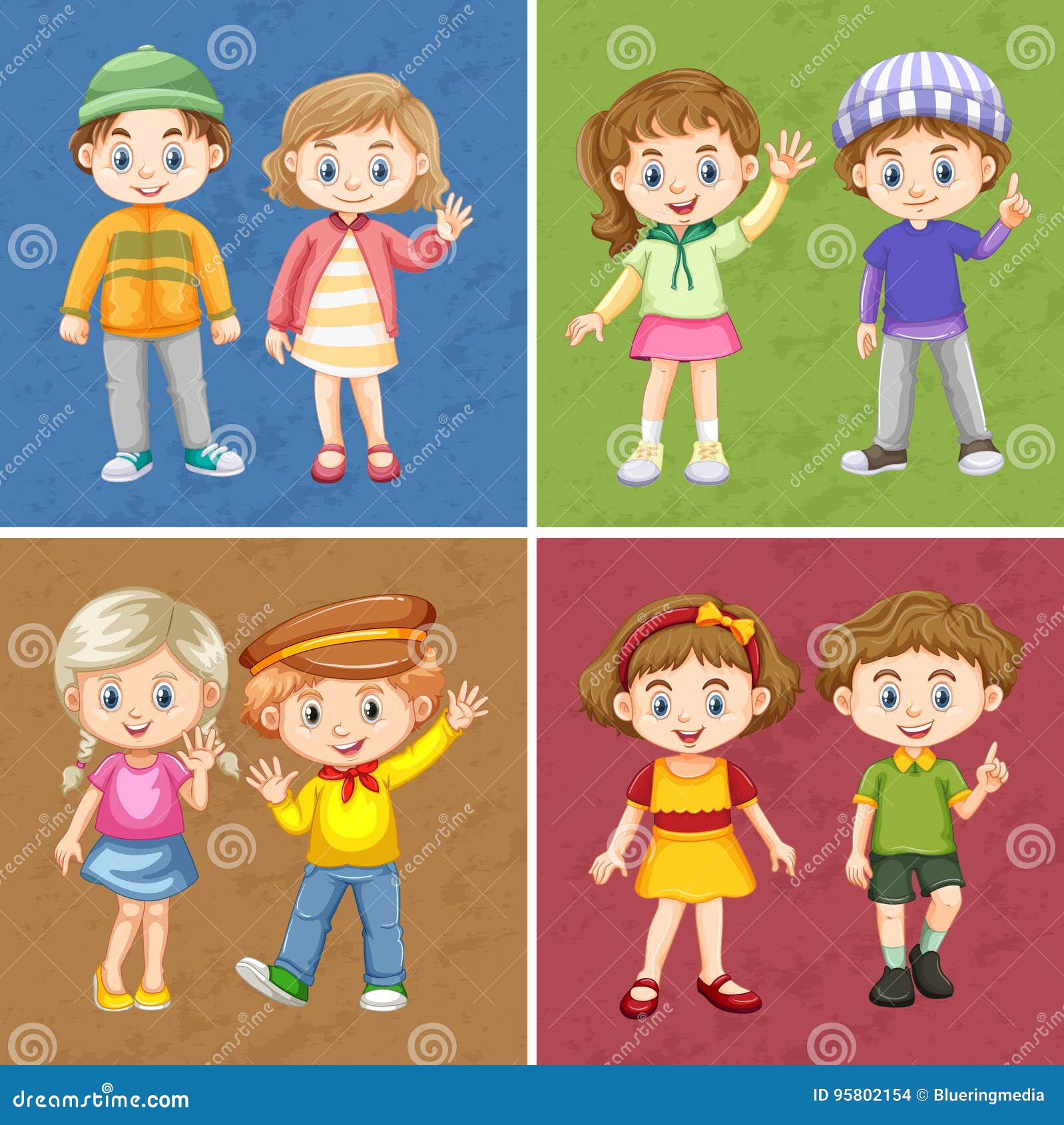 Happy Children Waving Hands Hello Stock Vector - Illustration of hand ...