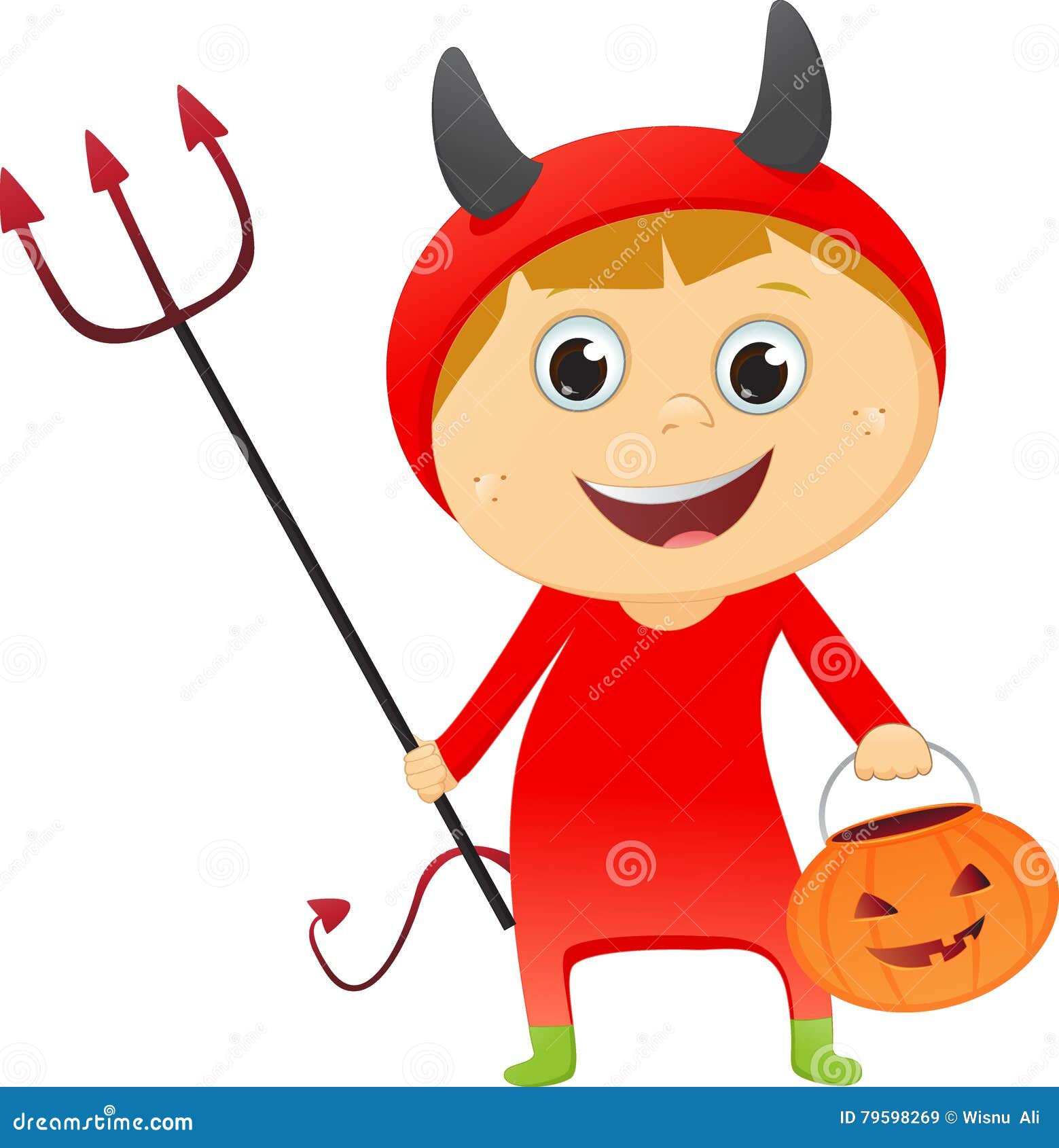 Happy Children Wearing Devil Costume Stock Vector - Illustration of ...
