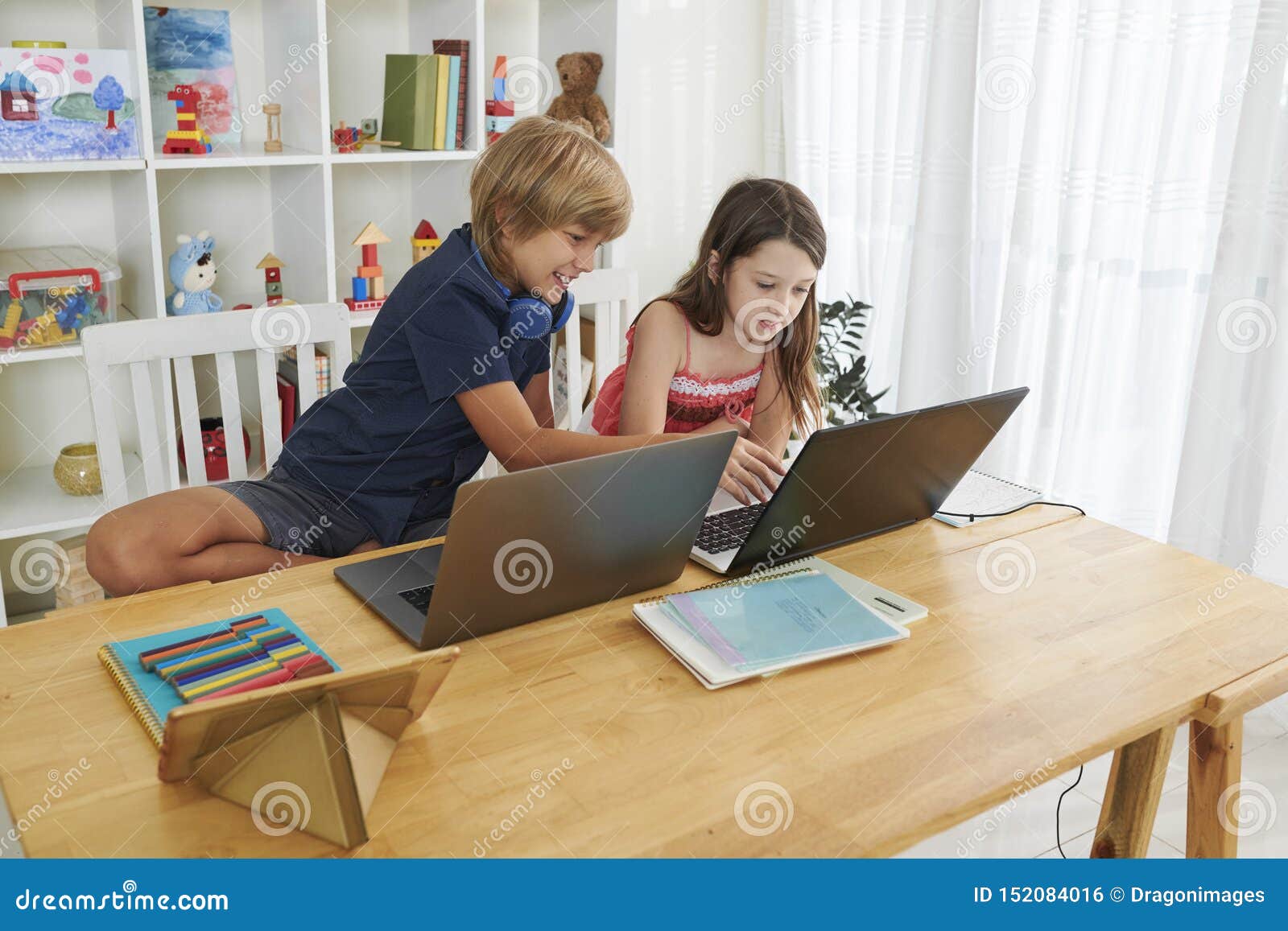 Children Discussing School Projects Stock Photo - Image of student ...