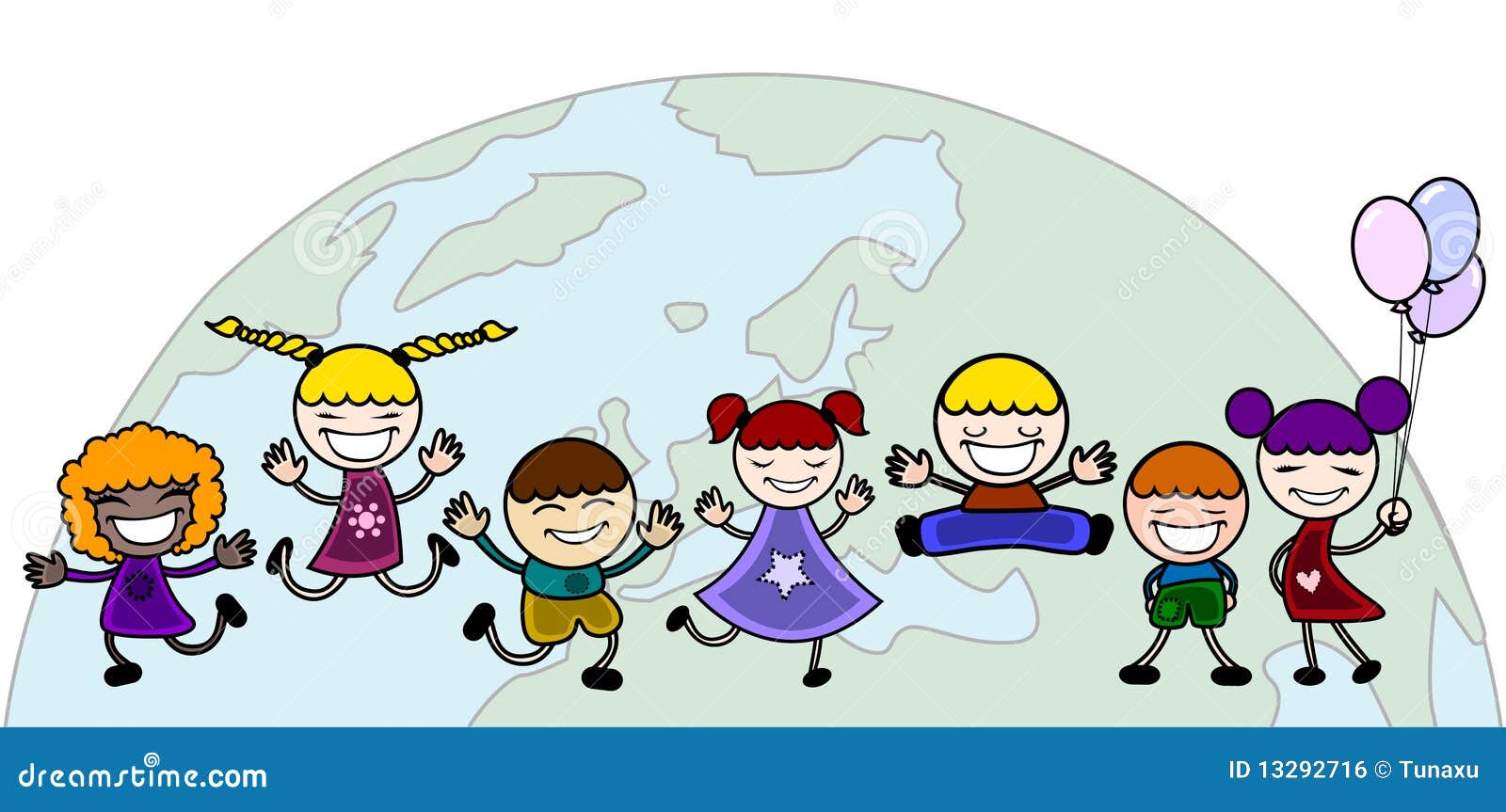 Happy children with world stock vector. Illustration of girl - 13292716