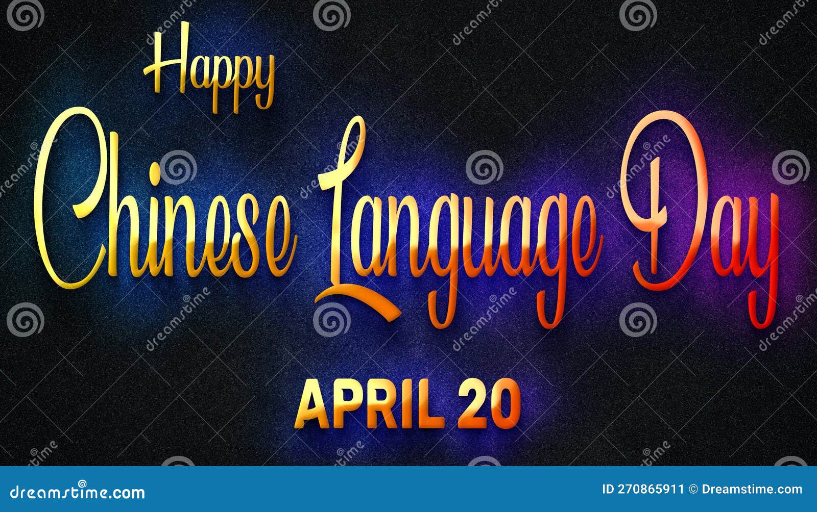 Happy Chinese Language Day, April 20. Calendar of April Neon Text ...