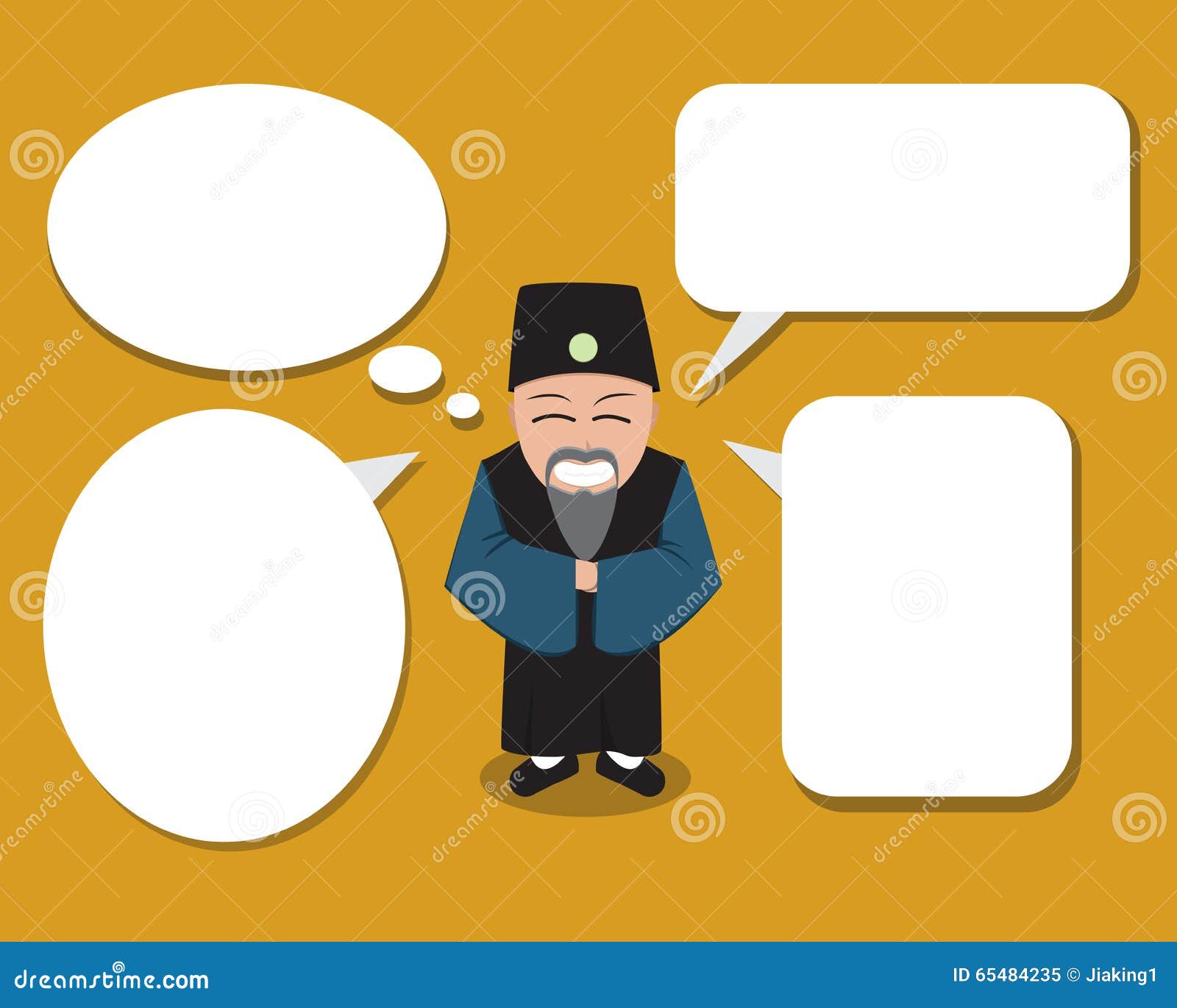 Happy Chinese Merchant in Traditional Costume Stock Vector ...