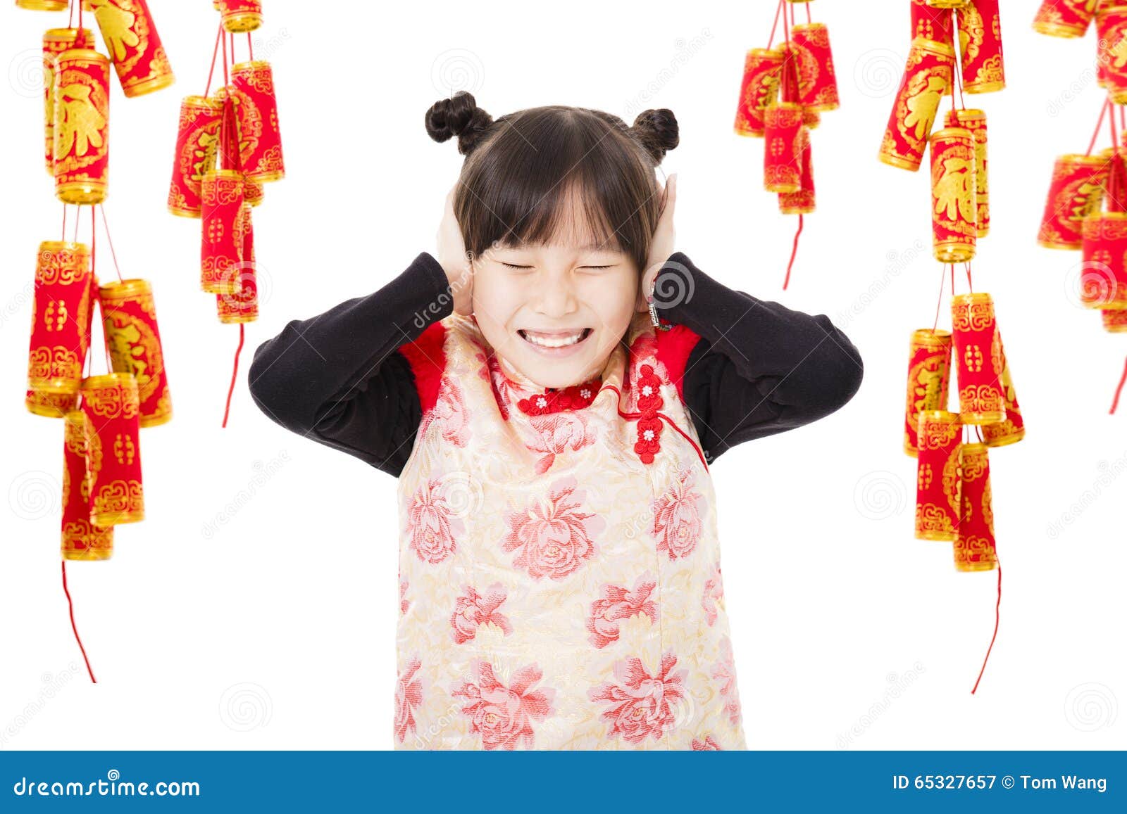 Happy Chinese New Year. Kids Playing with Firecracker Stock Image ...