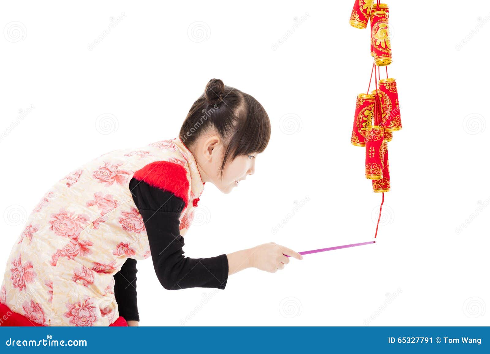 Happy Chinese New Year. Kids Playing with Firecracker Stock Image ...