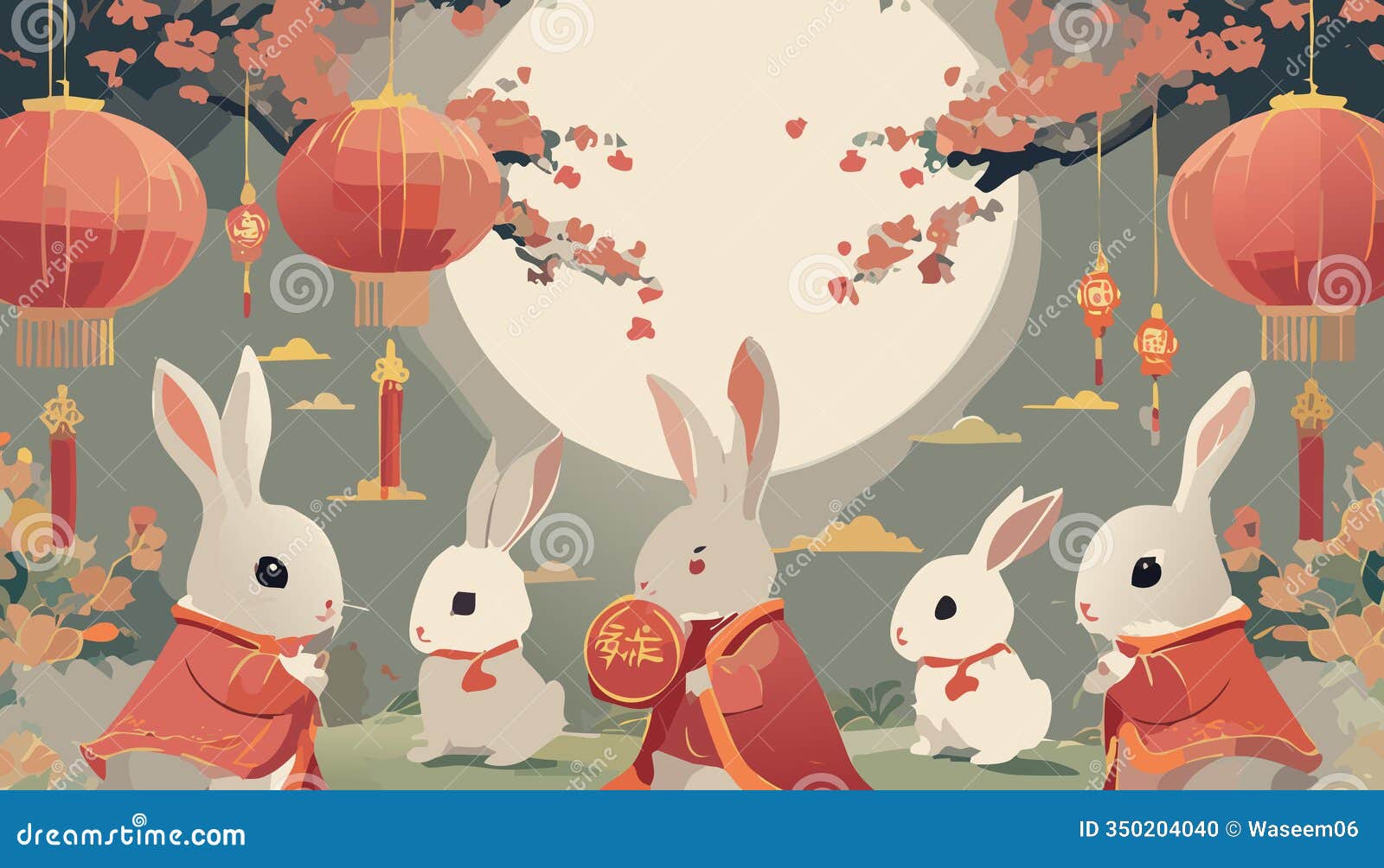 Happy Chinese New Year. Year of the Rabbit Stock Illustration ...